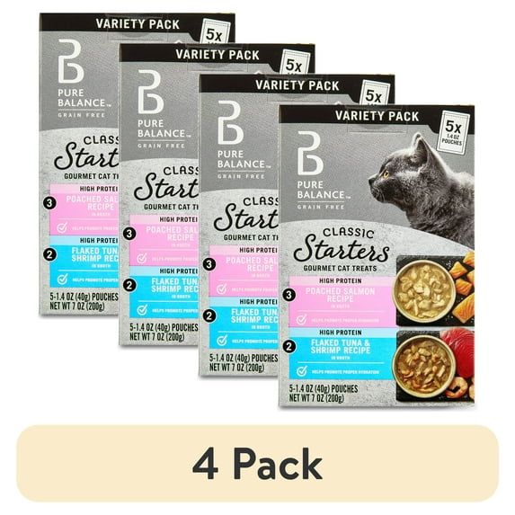 (4 pack) Pure Balance Gourmet Cat Treat Starters, Salmon, Tuna & Shrimp ...