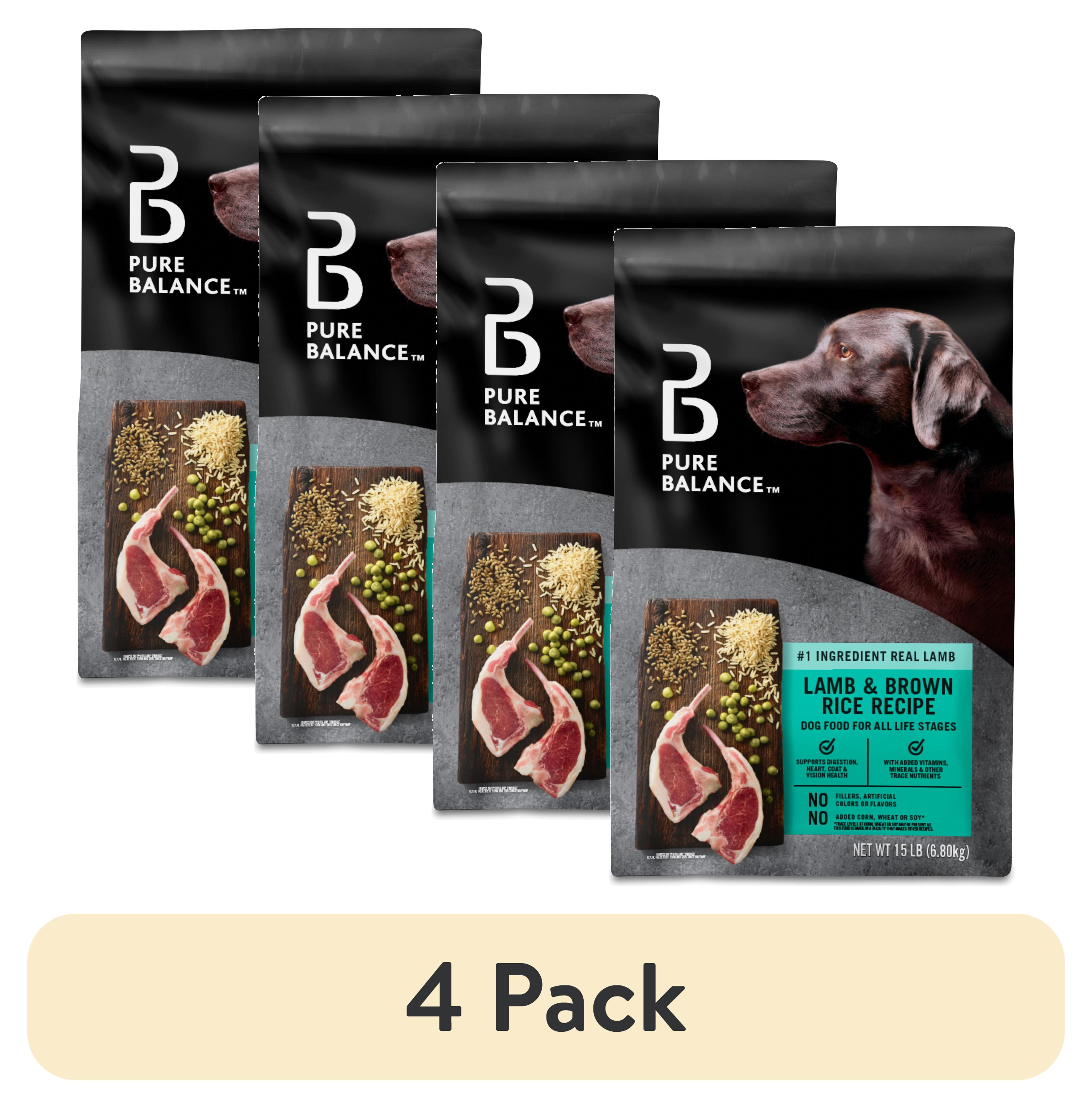 (4 pack) Pure Balance Lamb & Brown Rice Recipe Dry Dog Food, 15 lbs ...