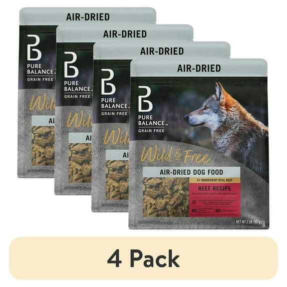 (4 pack) Pure Balance Wild & Free Air Dried Dog Food Beef Recipe, 2 lbs ...