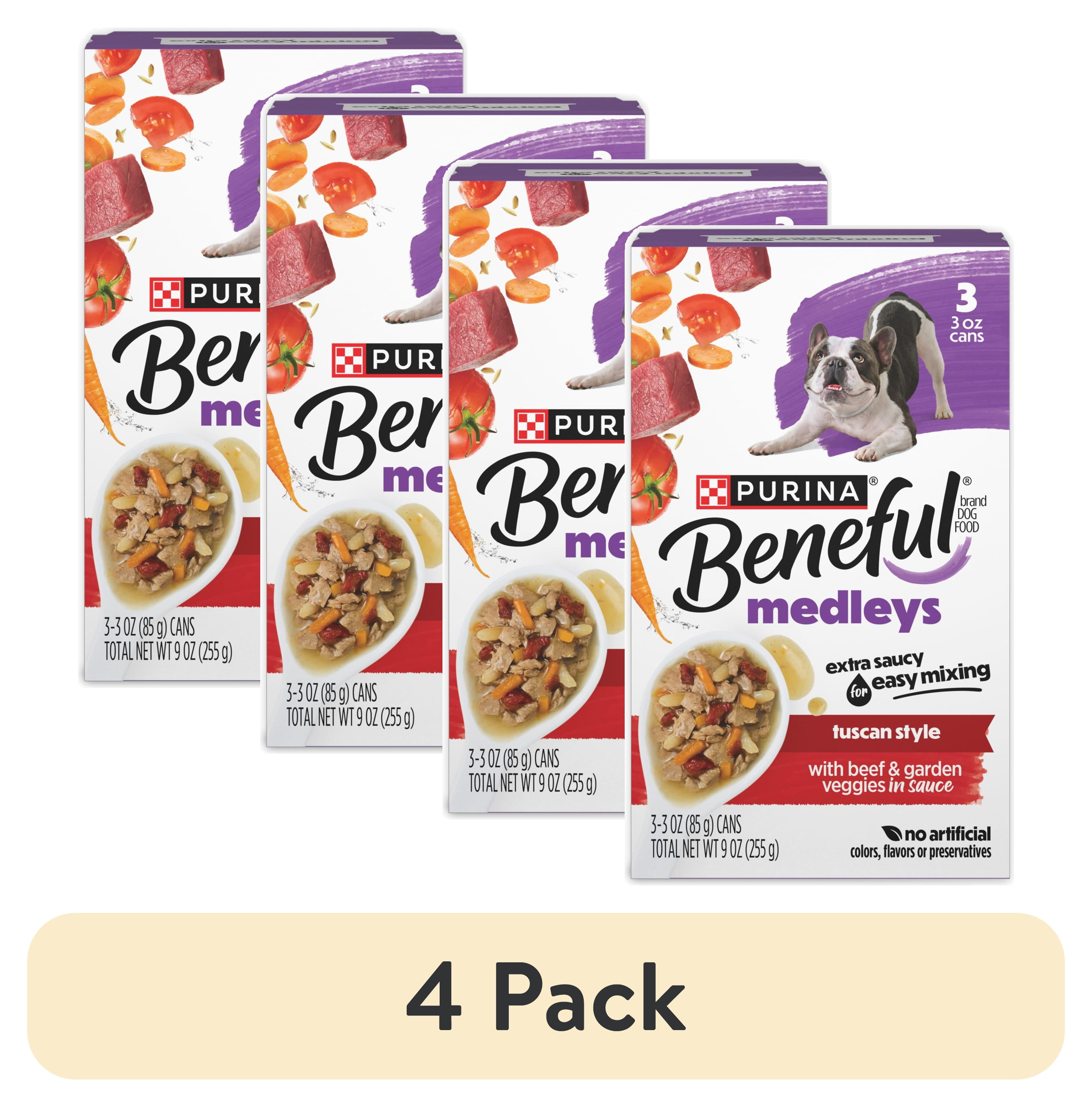 (4 pack) Purina Beneful Medleys Tuscan Style Wet Dog Food with Beef ...