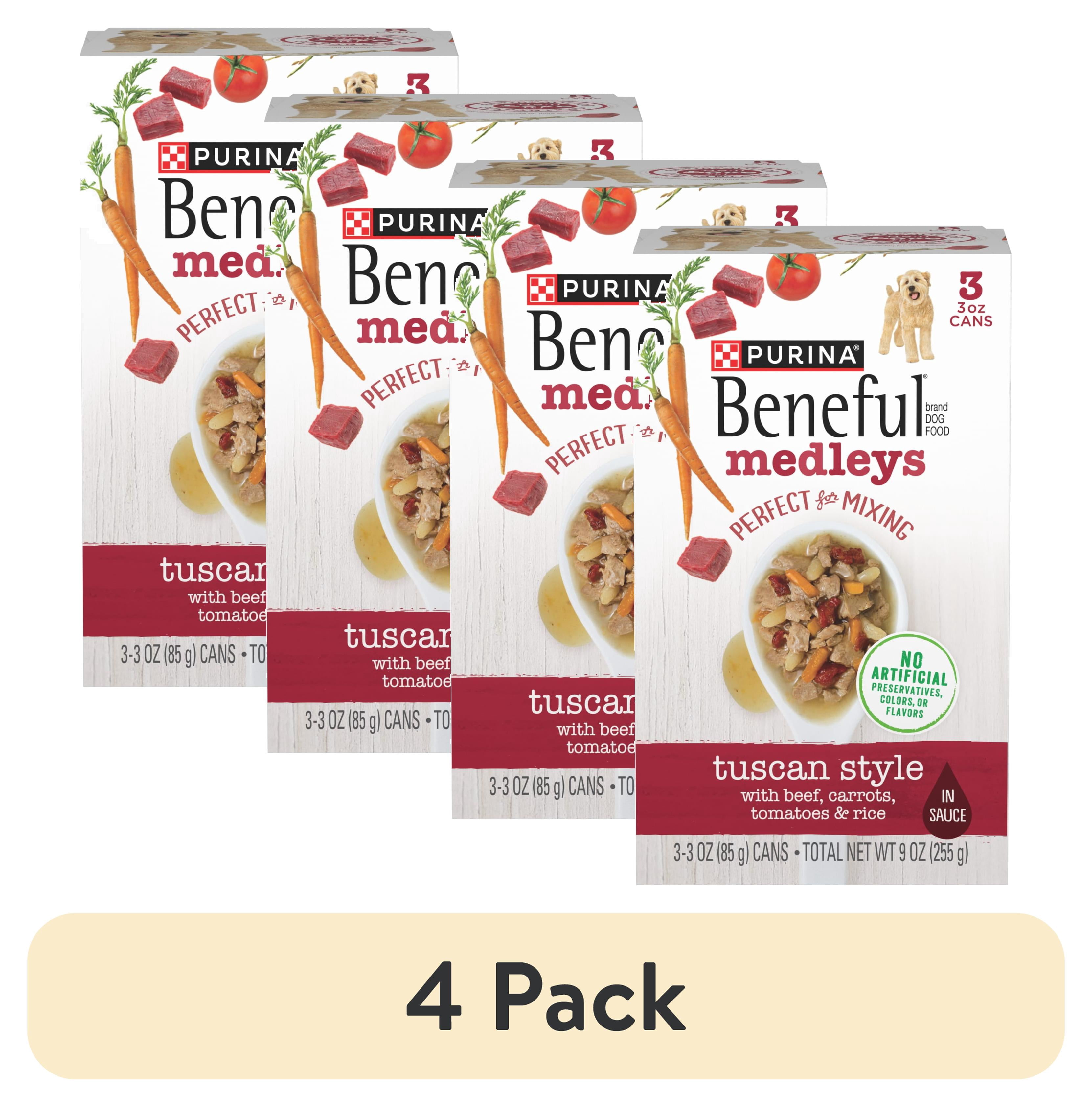 (4 pack) Purina Beneful Medleys Wet Dog Food High Protein Tuscan Style ...