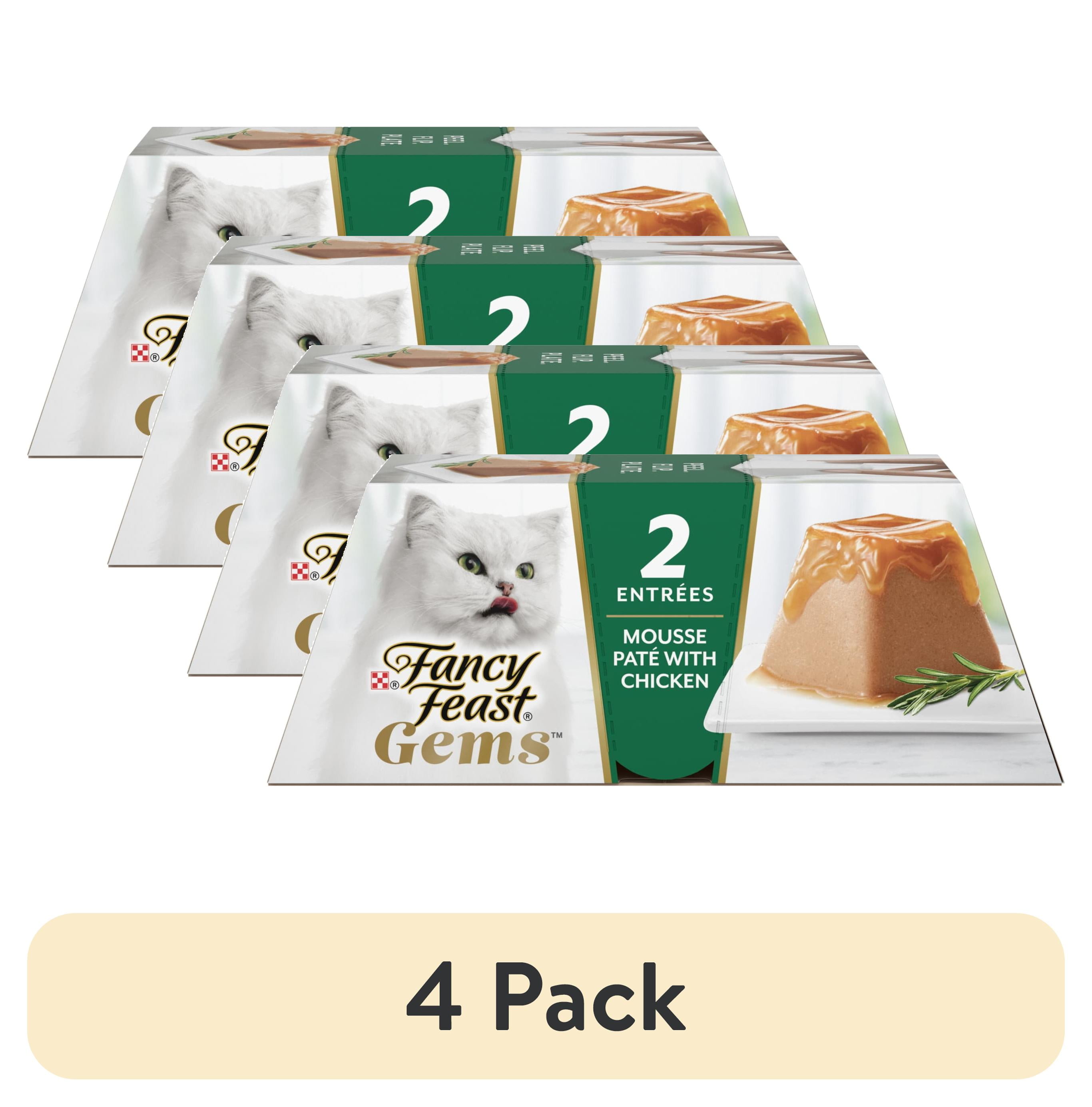 (4 pack) Purina Fancy Feast Gems Wet Cat Food Mousse Pate with Chicken ...