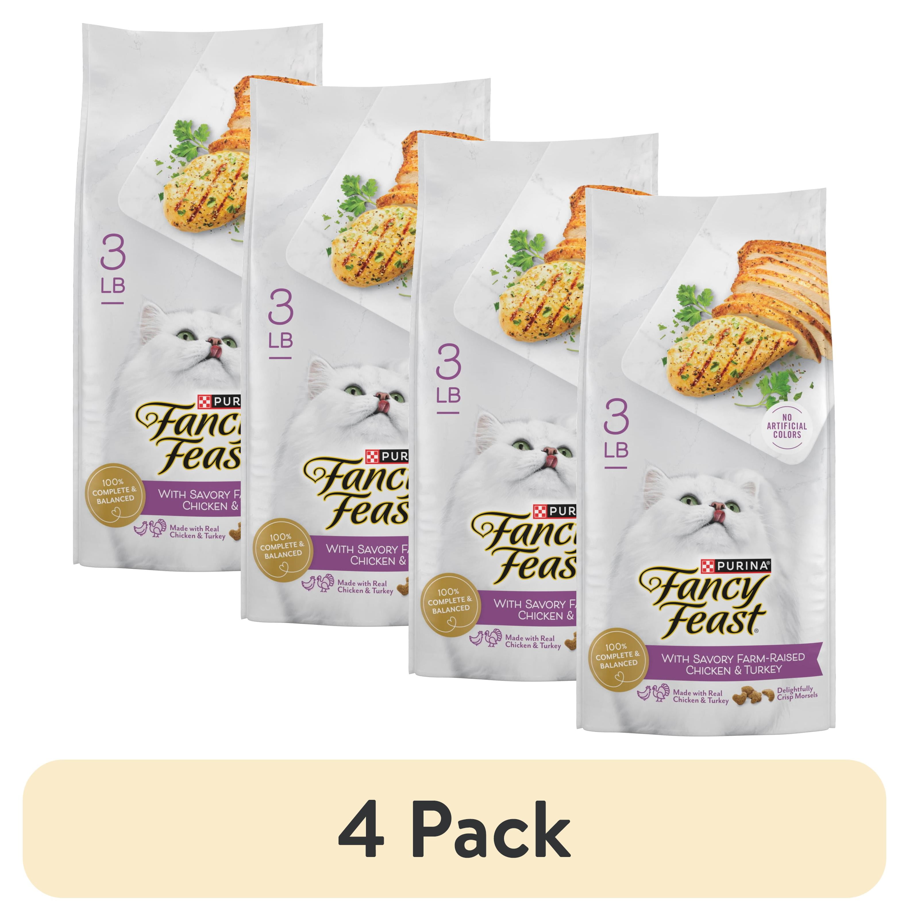 (4 pack) Purina Fancy Feast Indoor Dry Cat Food, Chicken & Turkey, 3 lb ...