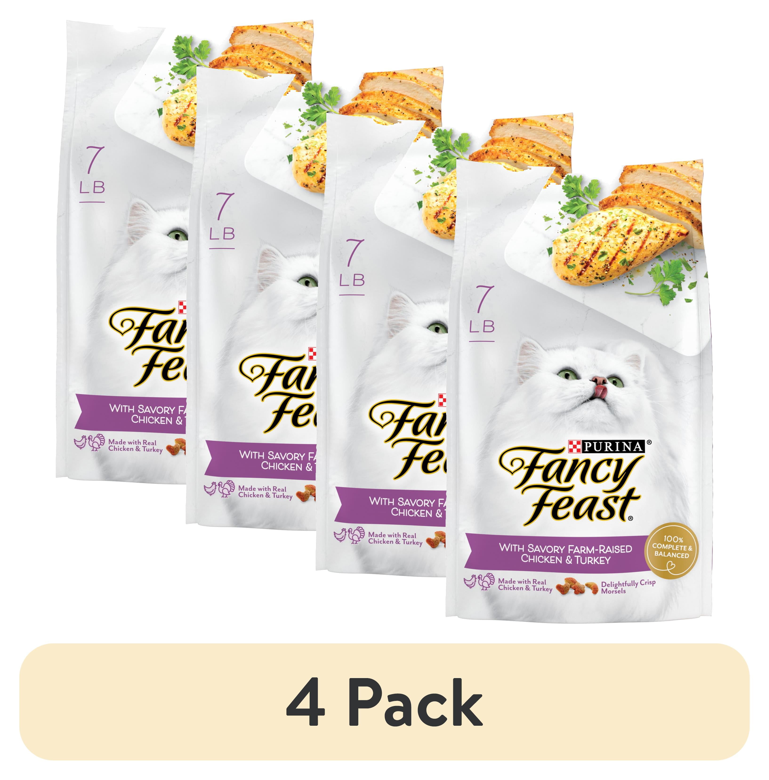 (4 pack) Purina Fancy Feast Indoor Dry Cat Food, Chicken & Turkey, 7 lb ...