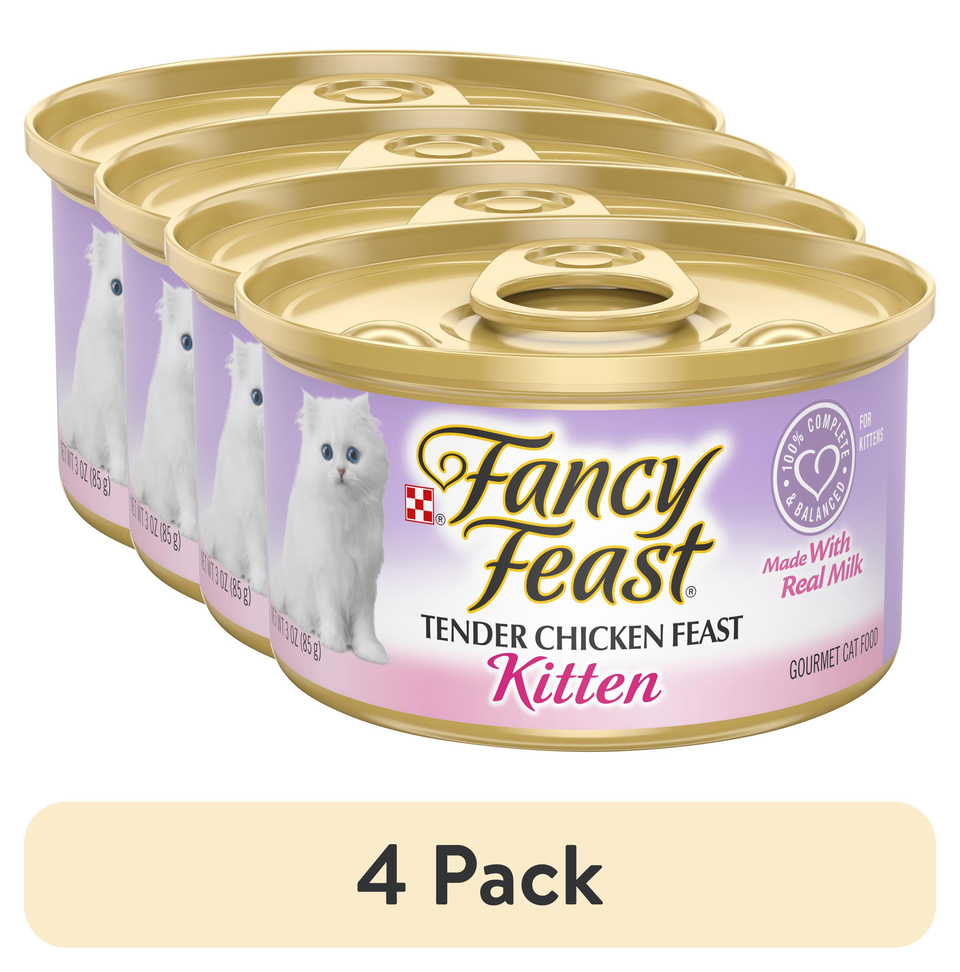(4 pack) Purina Fancy Feast Kitten Food, Wet Cat Food, Chicken Feast & Milk, 3 oz Can - Walmart.com