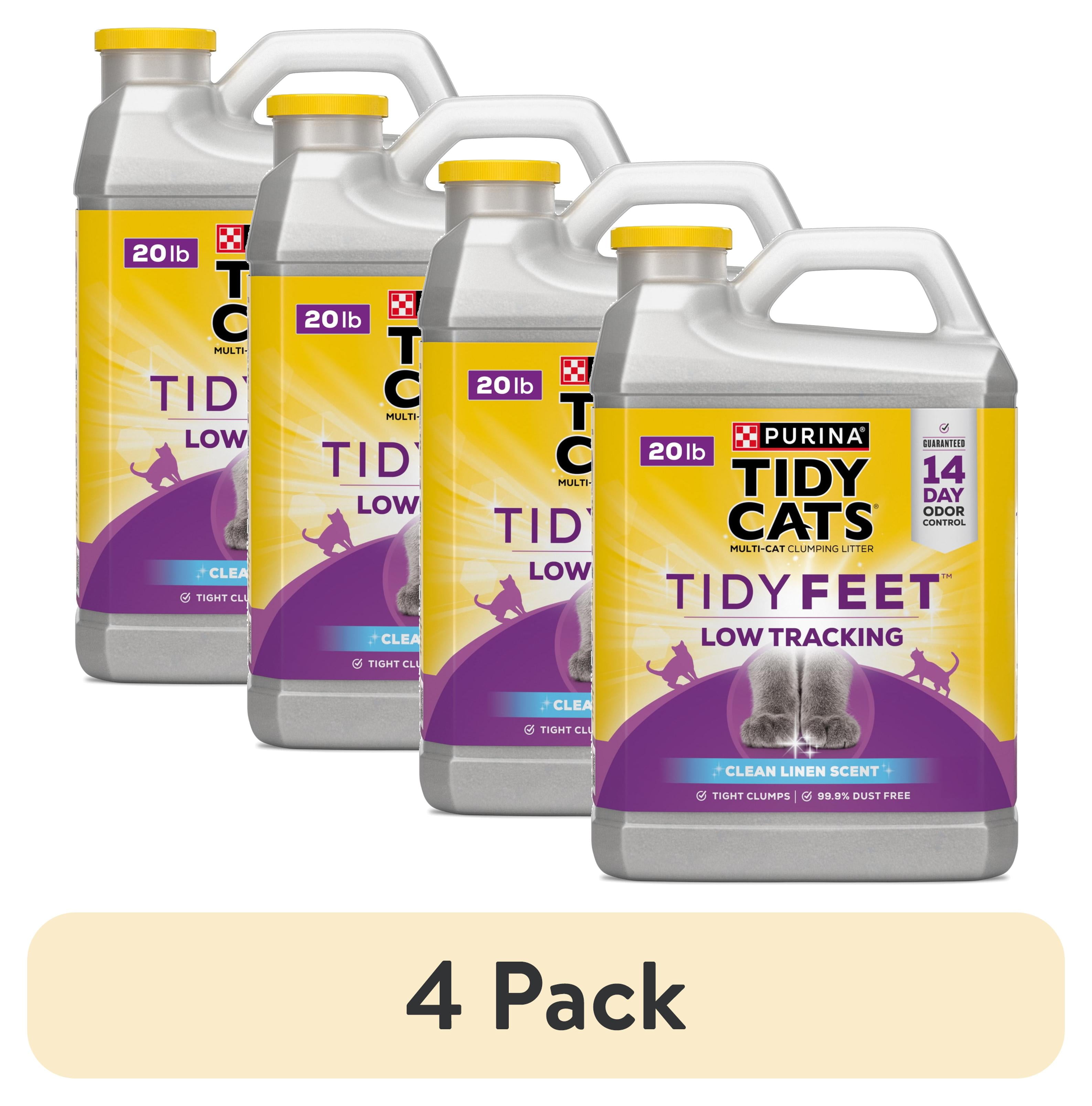 (4 pack) Purina Tidy Cats Tidy Feet Clumping Cat Litter, Low Dust, 24/7 ...