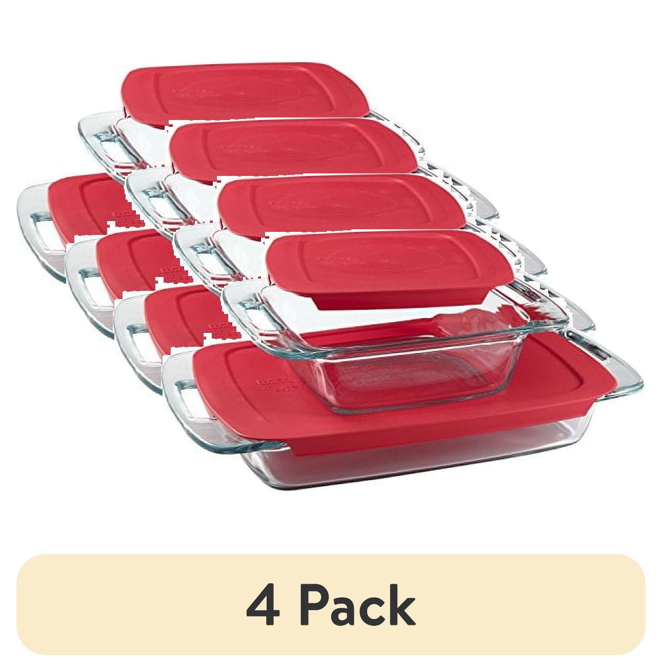 (4 pack) Pyrex Easy Grab 4-piece Glass Bakeware Set with Red Lids ...