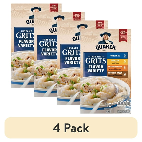 (4 pack) Quaker, Instant Grits, Variety Box, Shelf Stable 9.8 oz ...