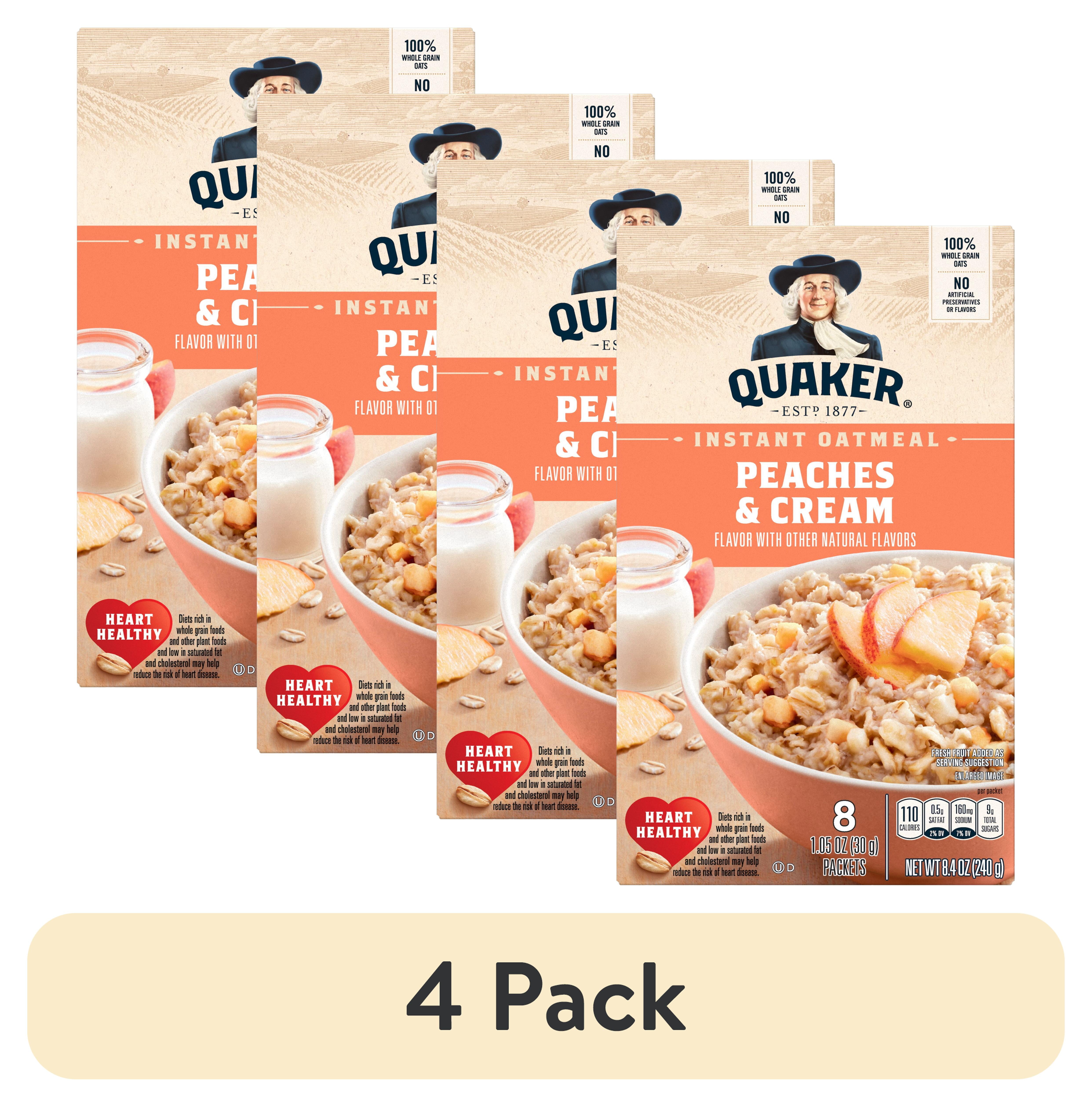 (4 pack) Quaker Instant Oatmeal, Peaches & Cream, 1.05 oz, 8 Packets ...