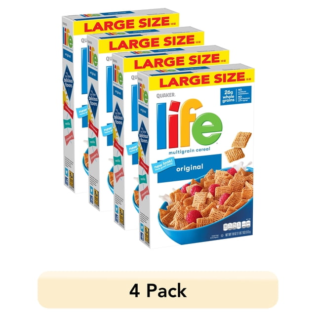 (4 pack) Quaker Life Multigrain Crunchy Cereal, Original, 18 oz Box ...