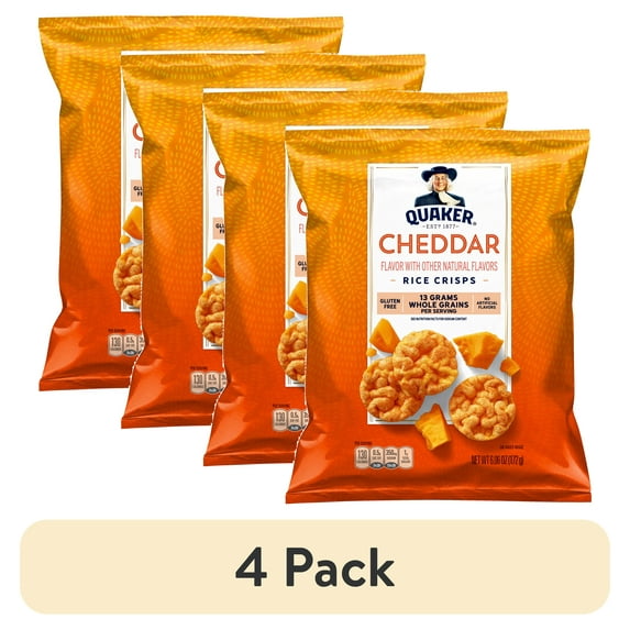 (4 pack) Quaker Rice Crisps, Cheddar Cheese, Gluten Free, 6.06 oz Bag ...