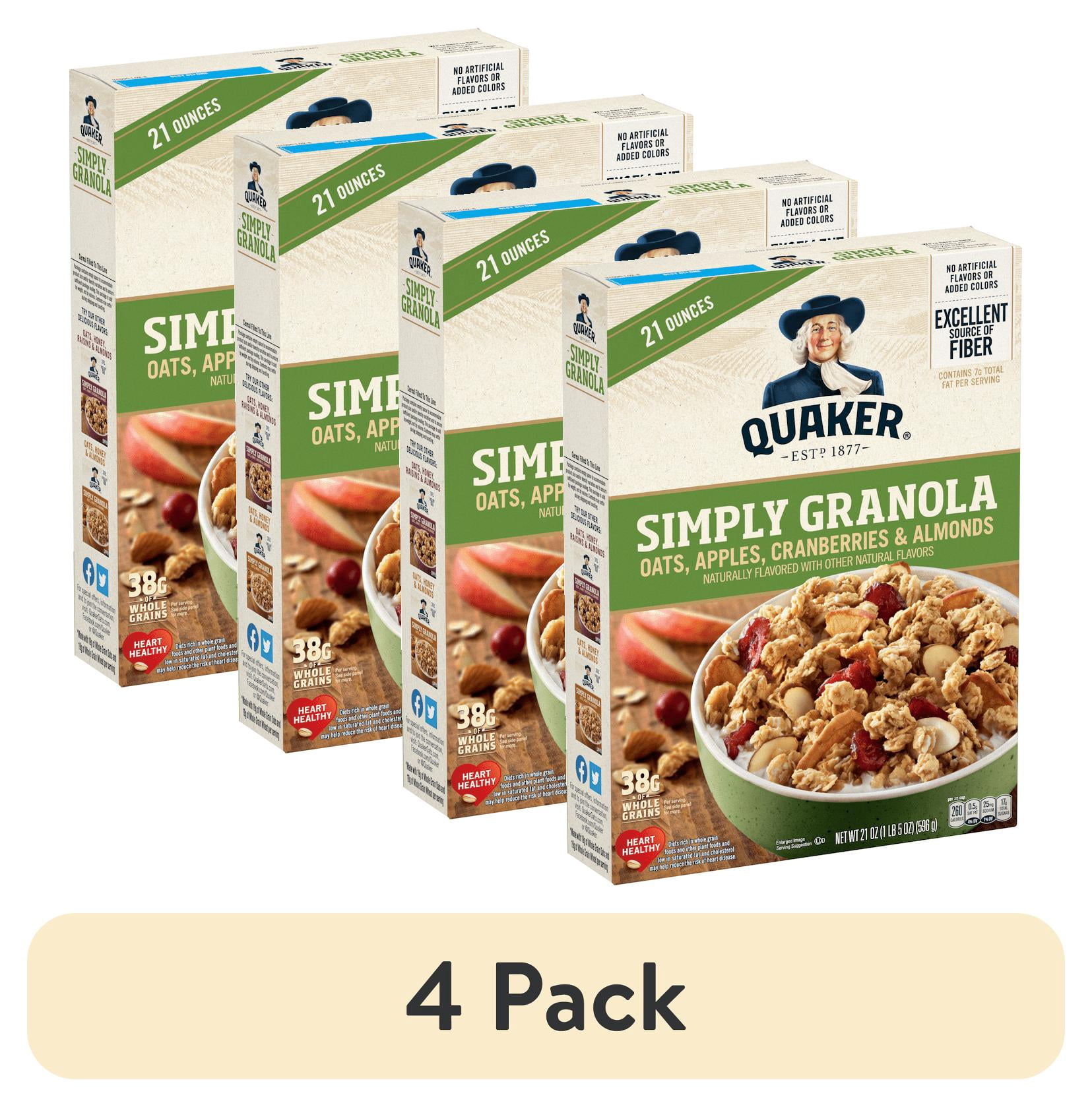 (4 pack) Quaker Simply Granola Oats Apples Cranberries and Almonds, 21 ...