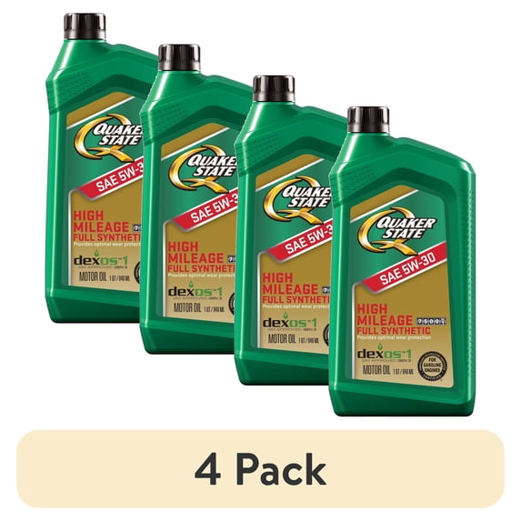 (4 pack) Quaker State Full Synthetic High Mileage 5W-30 Motor Oil, 1 ...