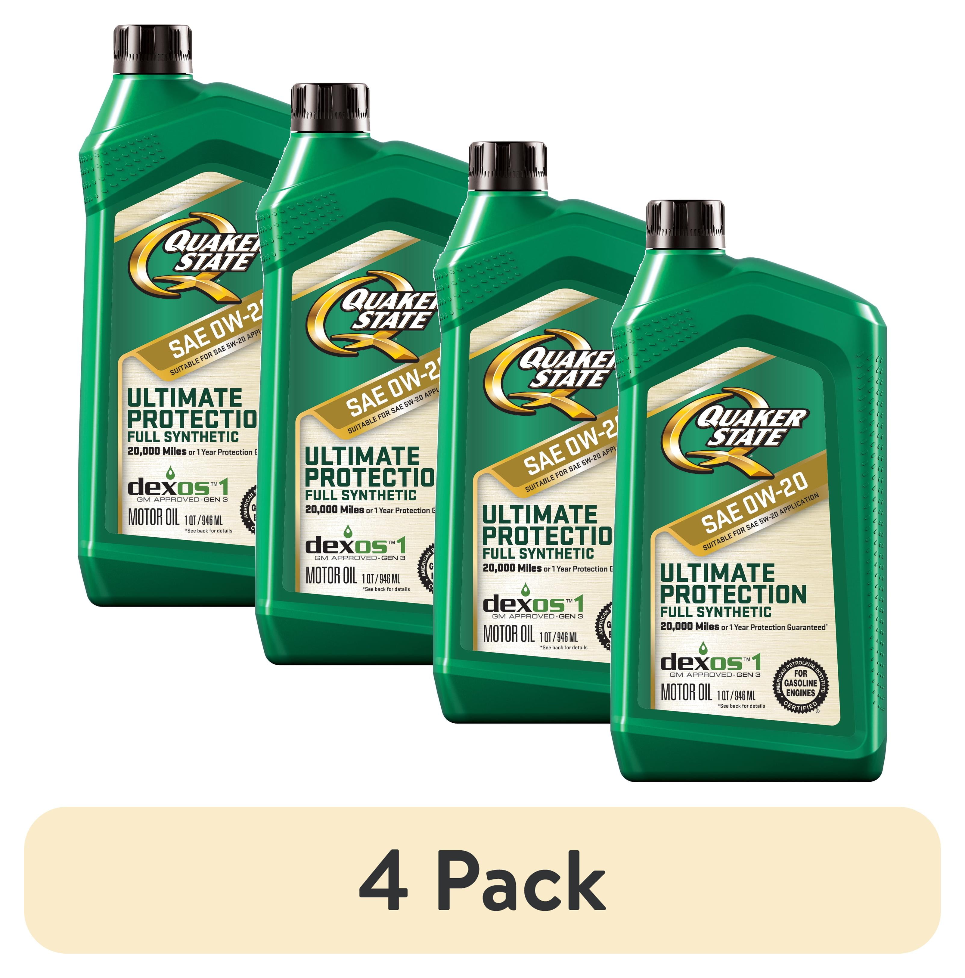 (4 pack) Quaker State Ultimate Protection Full Synthetic 0W-20 Motor ...