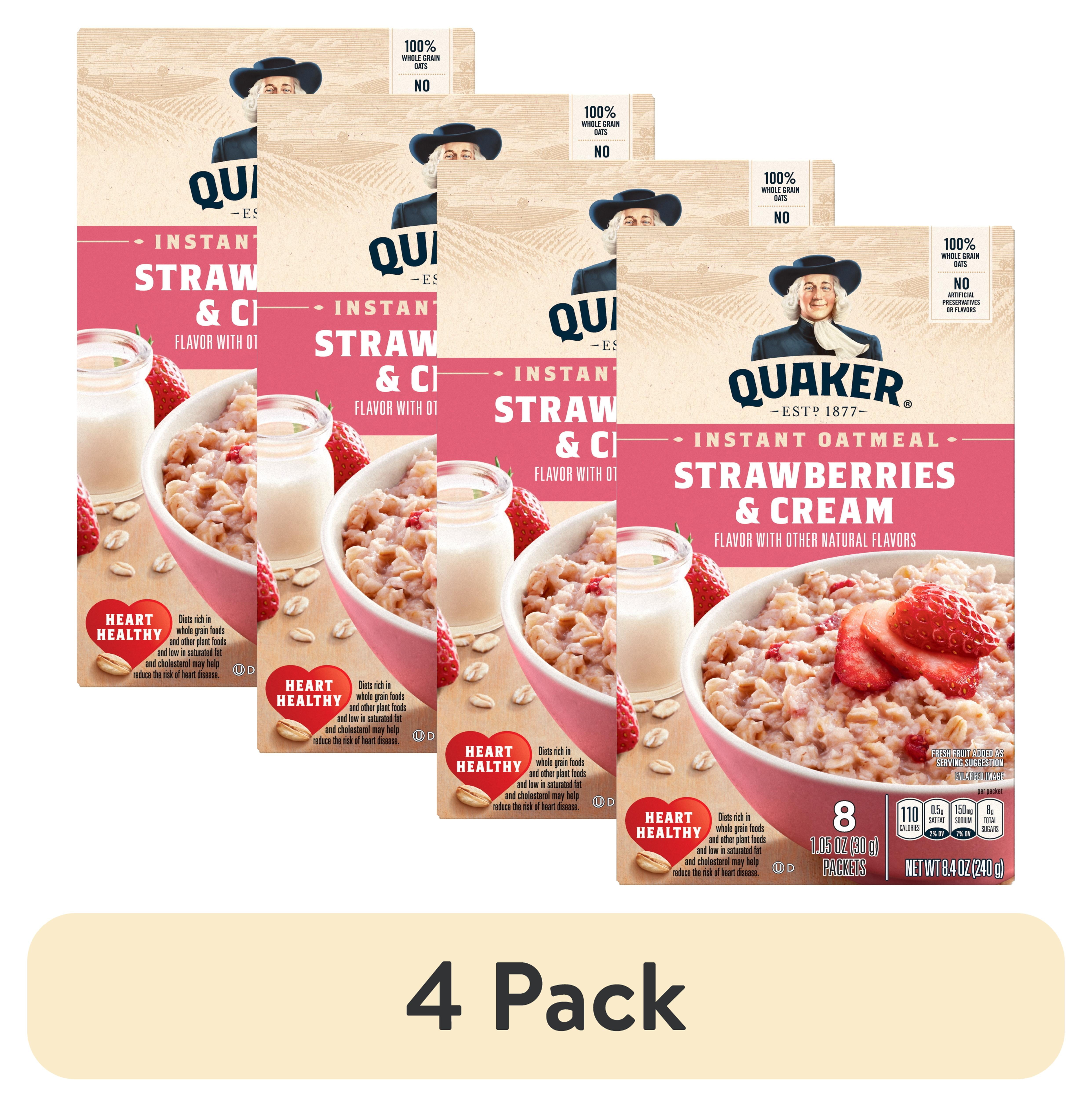 (4 pack) Quaker Strawberries & Cream Flavored Instant Oatmeal 8.4 oz, 8 ...