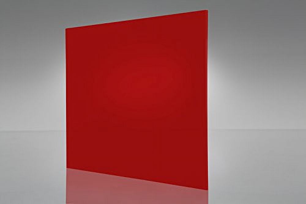 4 pack- RED ACRYLIC #2283- TRANSPARENT PLASTIC SHEET 1/8" Thick 12" X ...