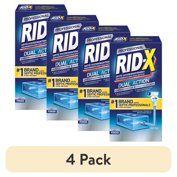 (4 pack) Rid-X Professional Septic Tank Treatment Powder, Dual Action ...