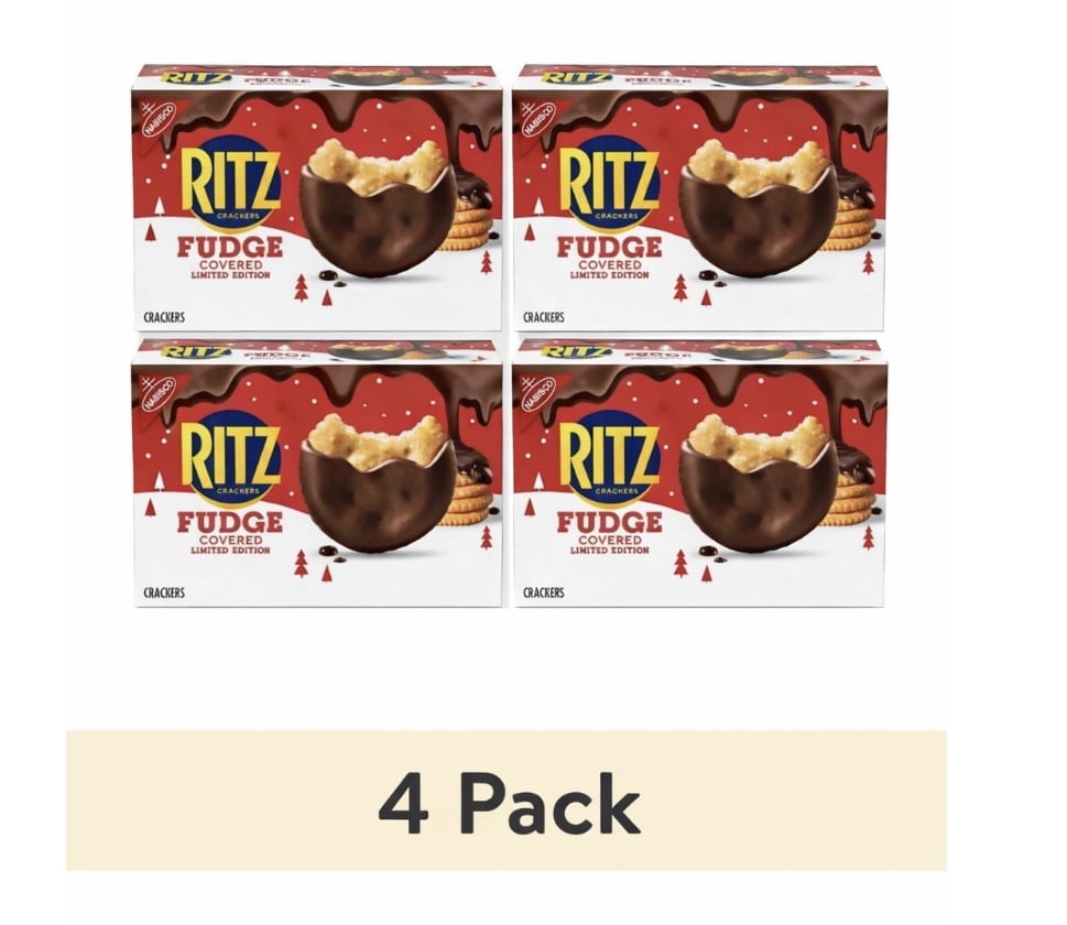 (4 pack) RITZ Fudge Covered Holiday Crackers, Party Snacks, Limited ...