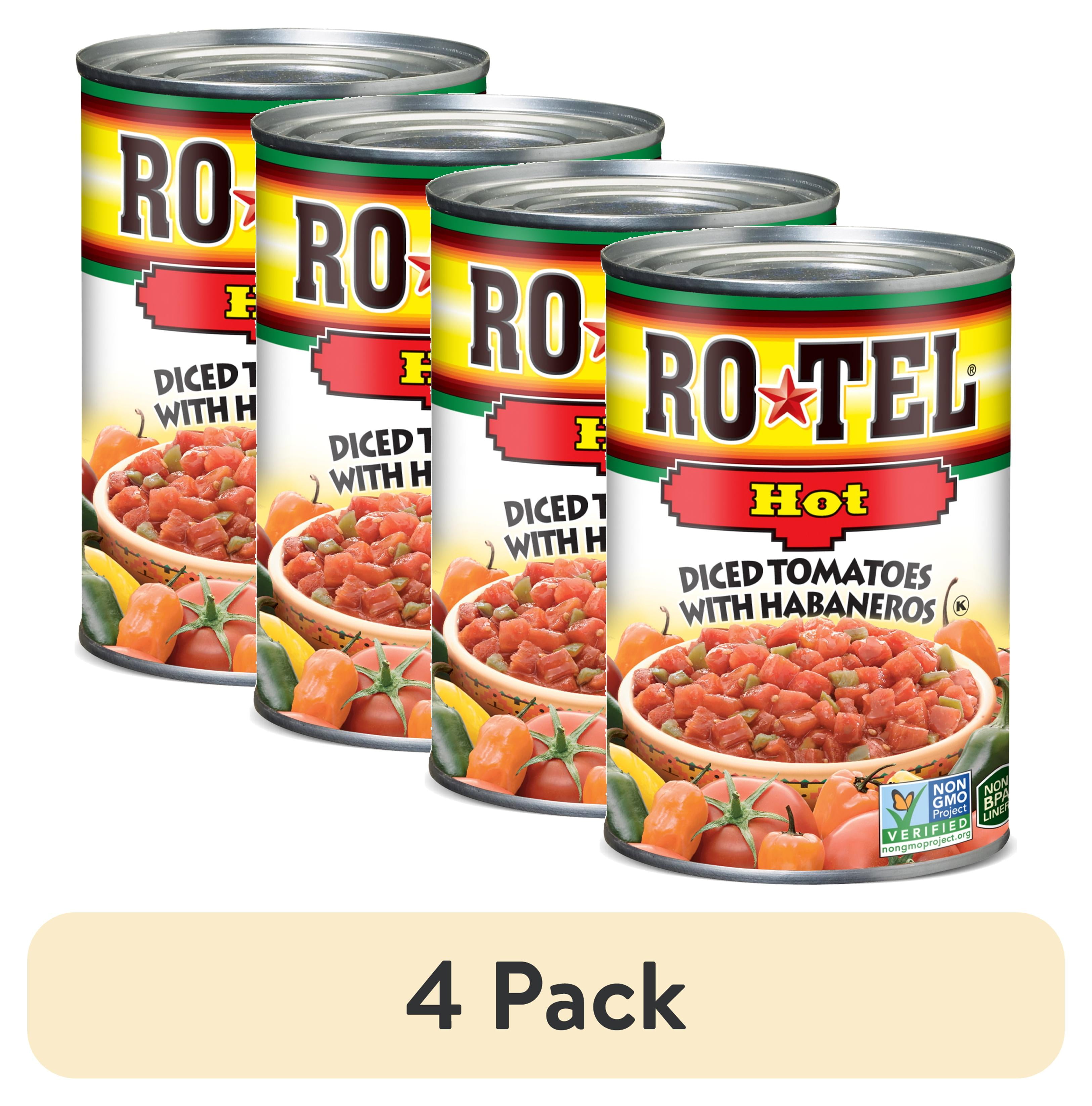 (4 pack) ROTEL Hot Diced Tomatoes with Habaneros, 10 oz - Walmart.com