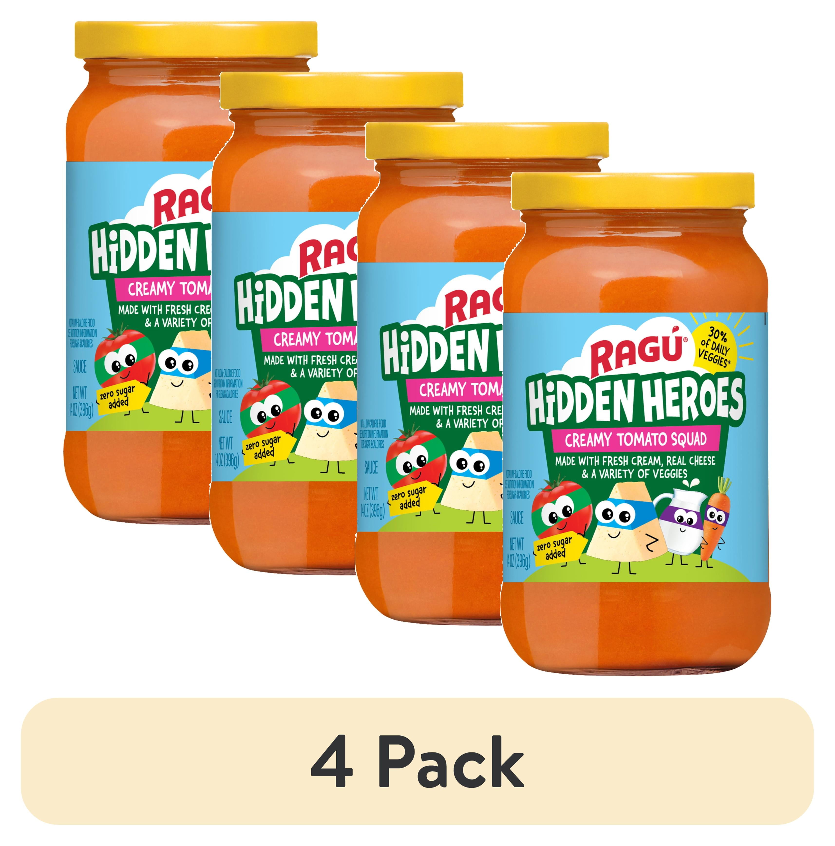 (4 pack) Ragu Hidden Heroes Pasta Sauce for Kids, Creamy Tomato Squad ...