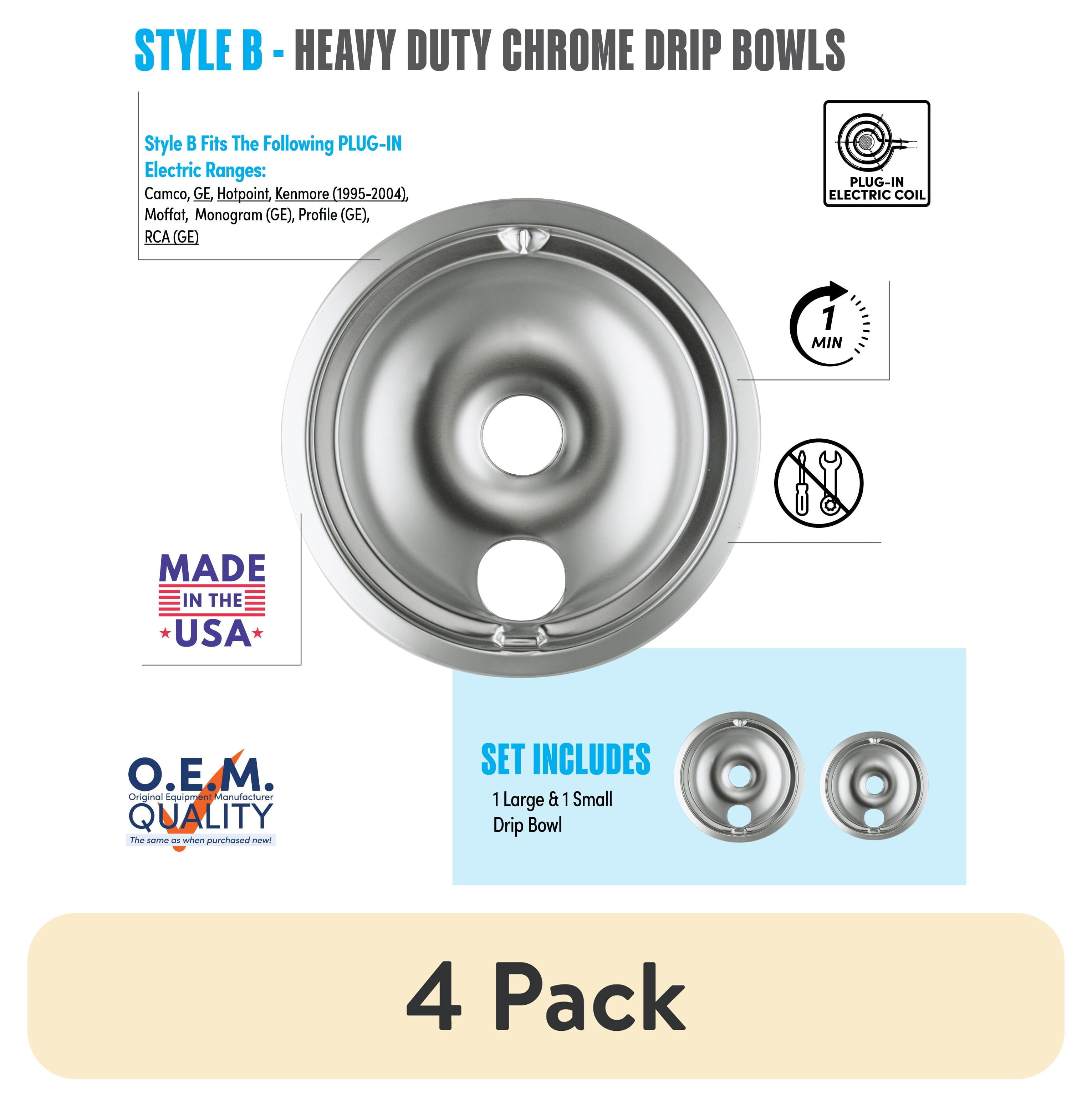 (4 pack) Range Kleen 139402XCD5 Style B 2-Pack Heavy Duty Chrome Drip ...