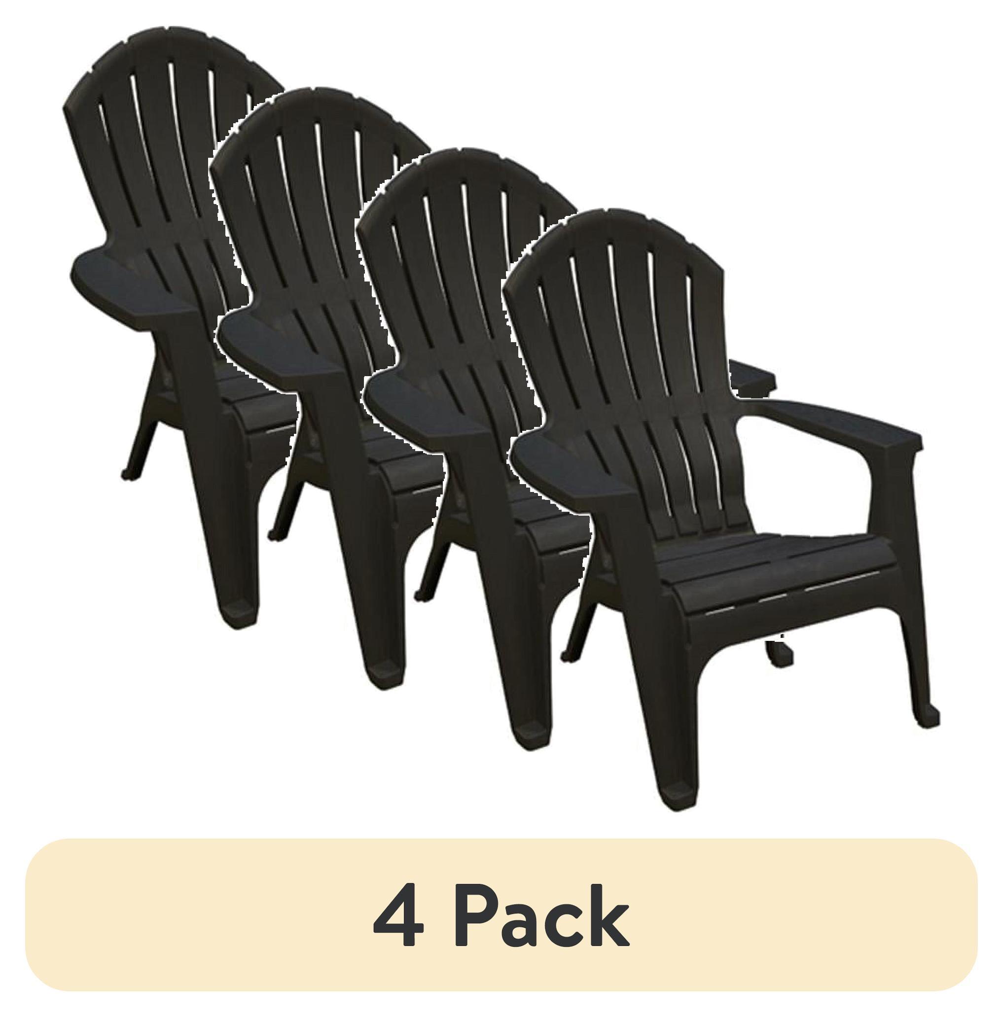 (4 pack) Real Comfort Outdoor Resin Stackable Adirondack Chair, Black ...