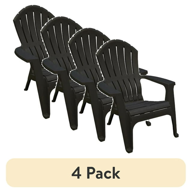 (4 pack) Real Comfort Outdoor Resin Stackable Adirondack Chair, Black ...