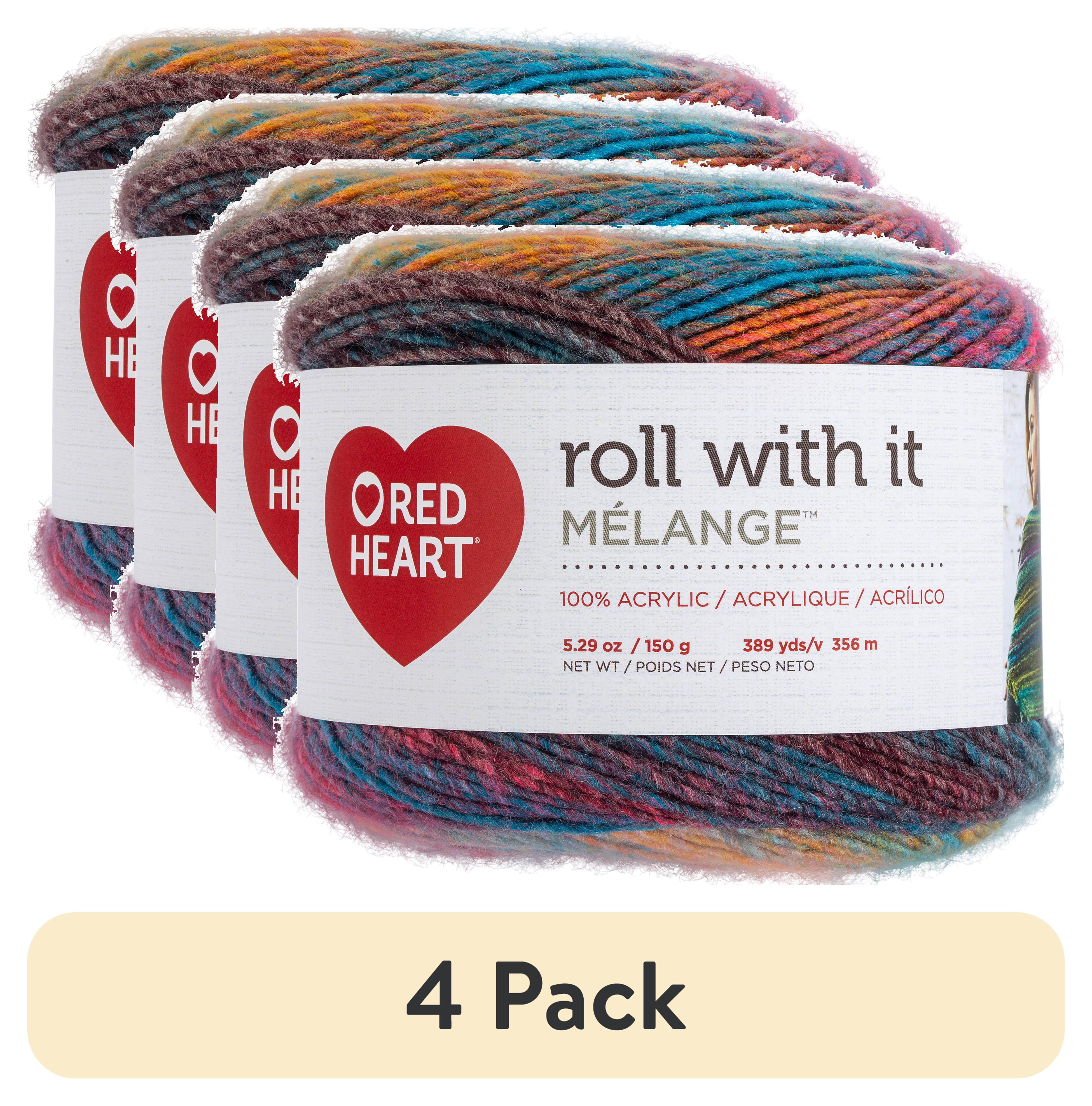 (4 pack) Red Heart Roll With It Melange Yarn-Show Time - Walmart.com