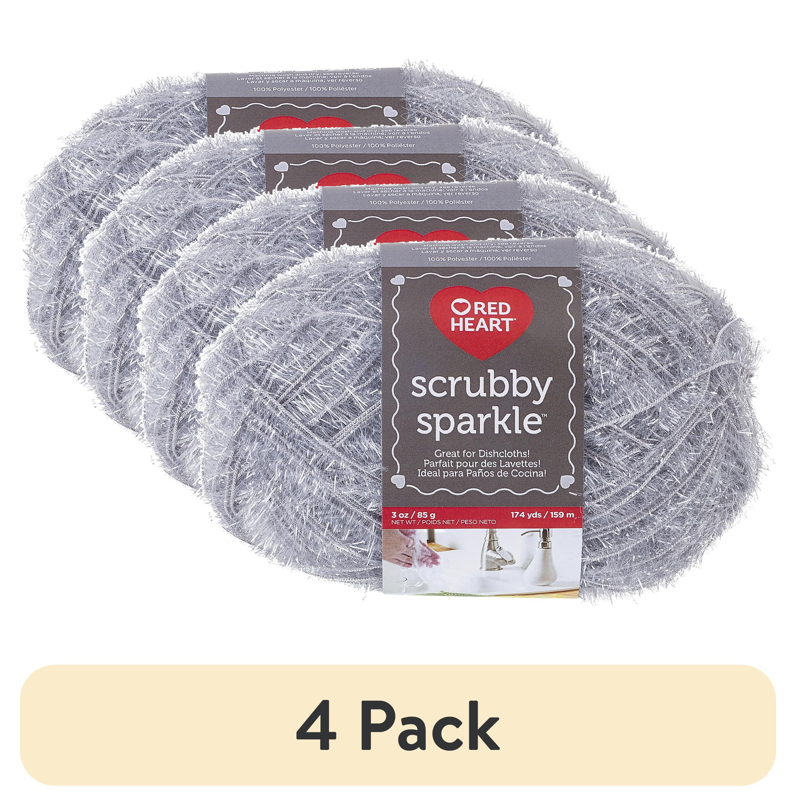 (4 pack) Red Heart® Scrubby Sparkle™ 4 Worsted (Medium) Polyester Yarn ...