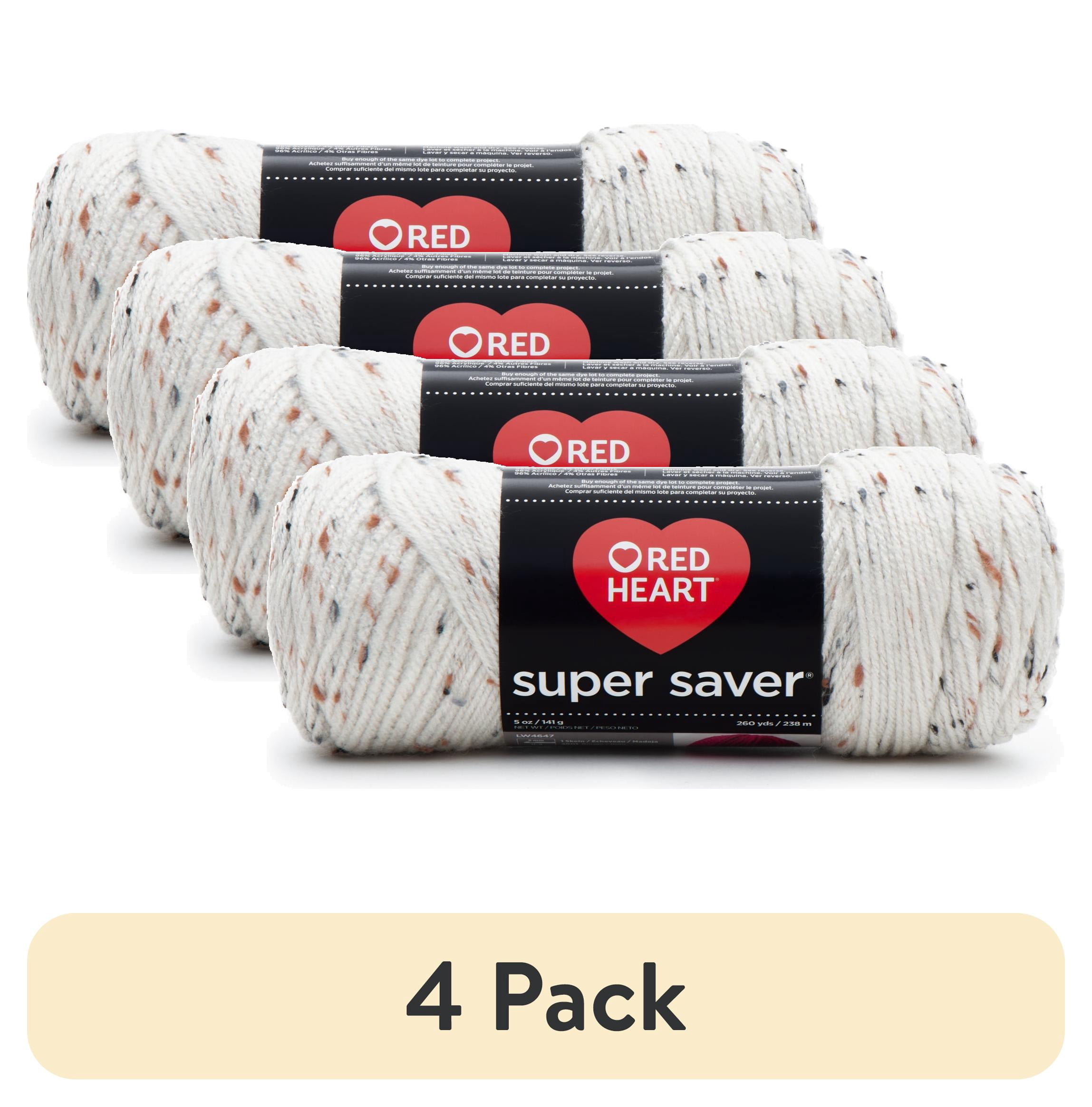 (4 pack) Red Heart® Super Saver™ #4 Worsted Acrylic Yarn, Aran fleck ...