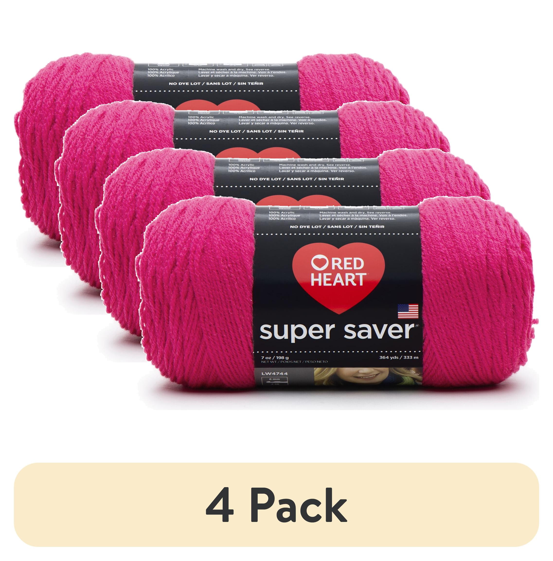 (4 pack) Red Heart® Super Saver™ #4 Worsted Acrylic Yarn, Shockingpink ...