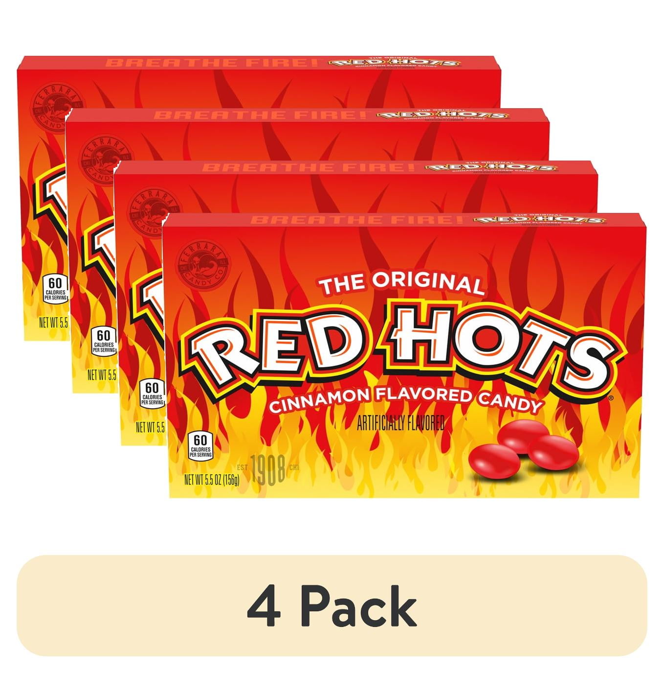 (4 pack) Red Hots Original Cinnamon Flavored Candy, Theater Box, 5.5 oz ...