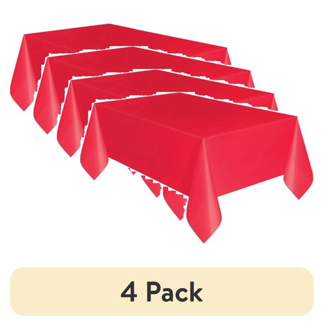 (4 pack) Rectangular 54" x 108" Red Plastic Table Covers, 3 Count, by ...