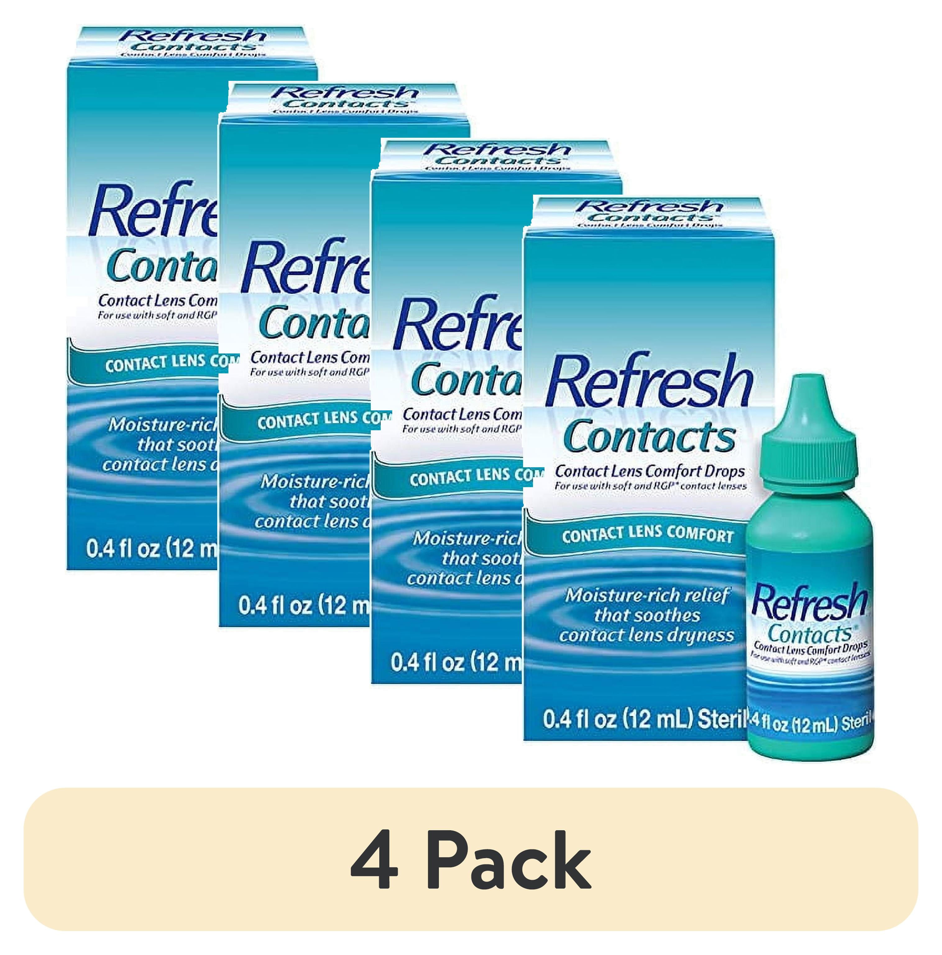 (4 pack) Refresh Contacts, Eye Drops, Contact Lens Comfort,Blue 0.4 Fl ...