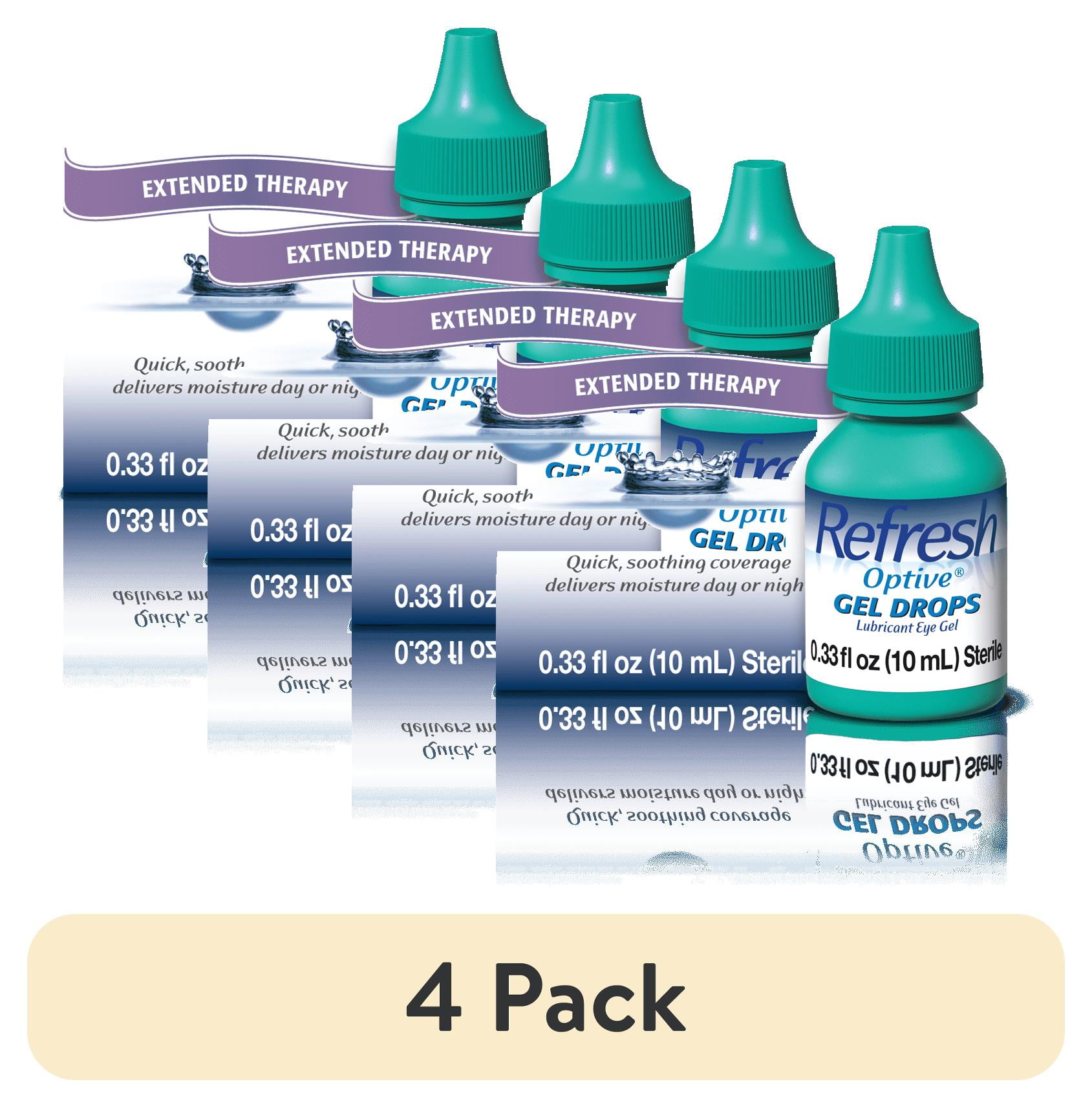 (4 pack) Refresh Optiv Gel Drops Lubricant Eye Gel, Extended Therapy, 0 ...