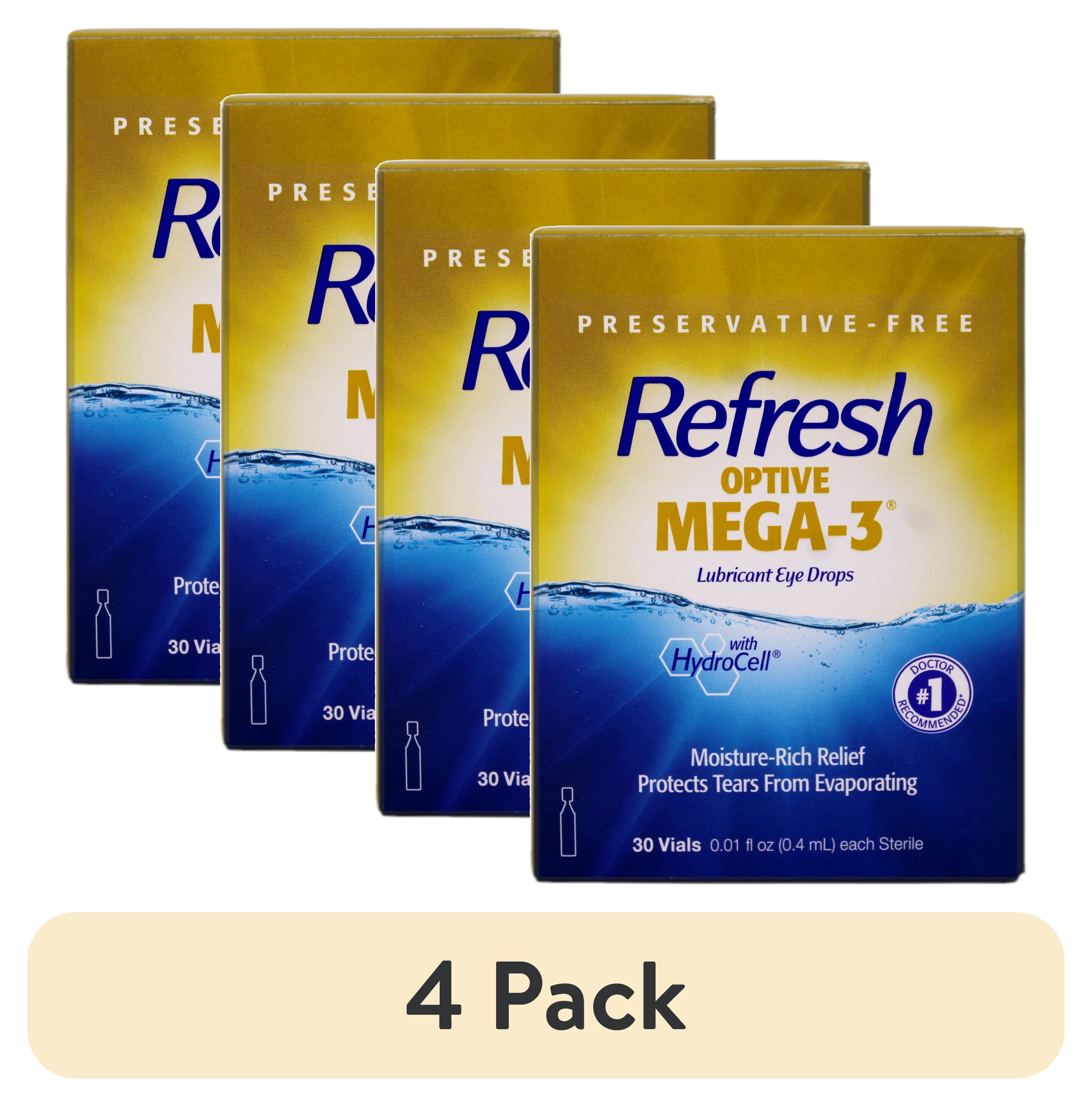 (4 pack) Refresh Optive Mega-3 Lubricant Eye Drops, 0.01 fl oz (0.4ml ...