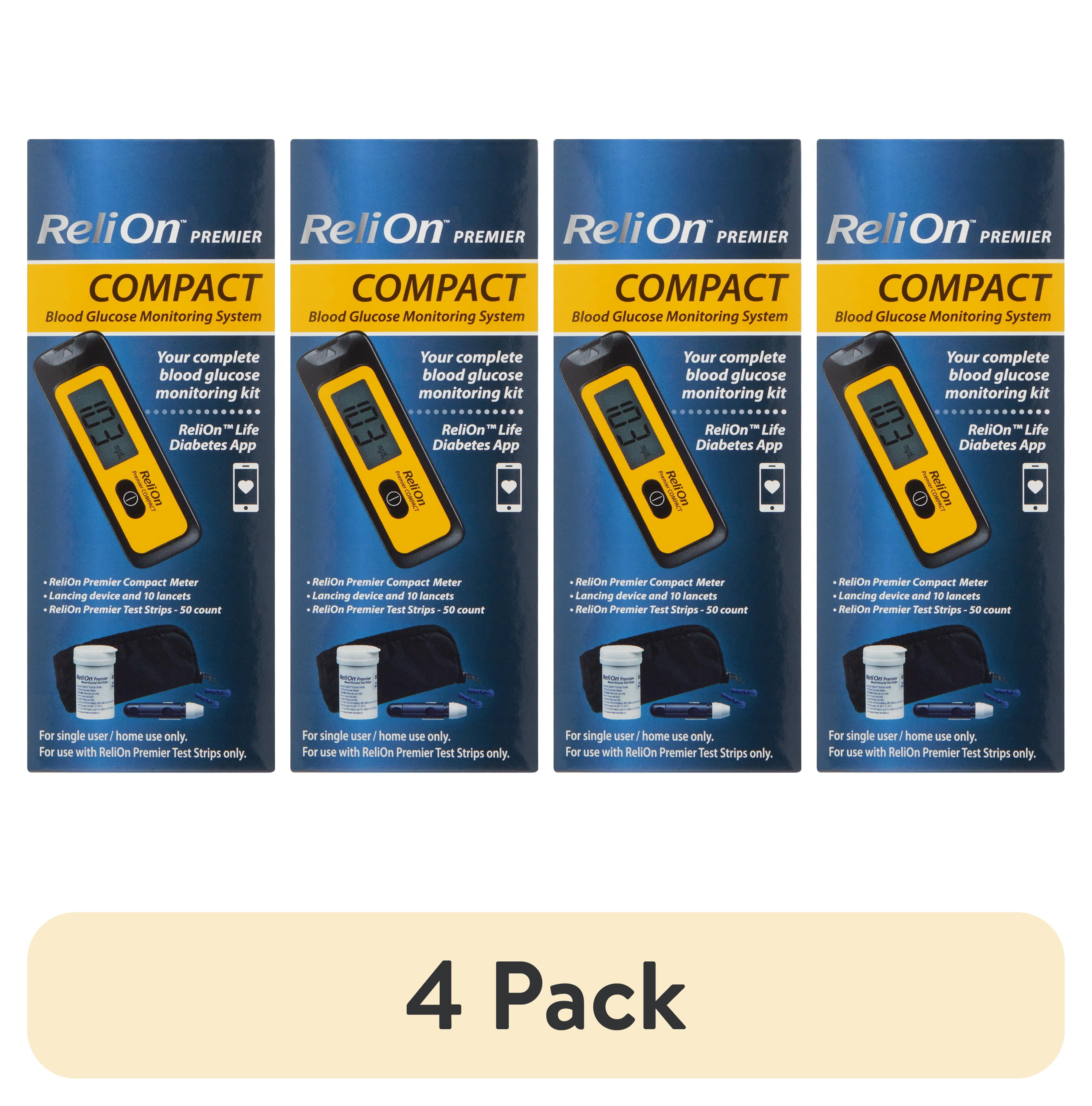 (4 pack) ReliOn Premier Compact Blood Glucose Monitoring System ...