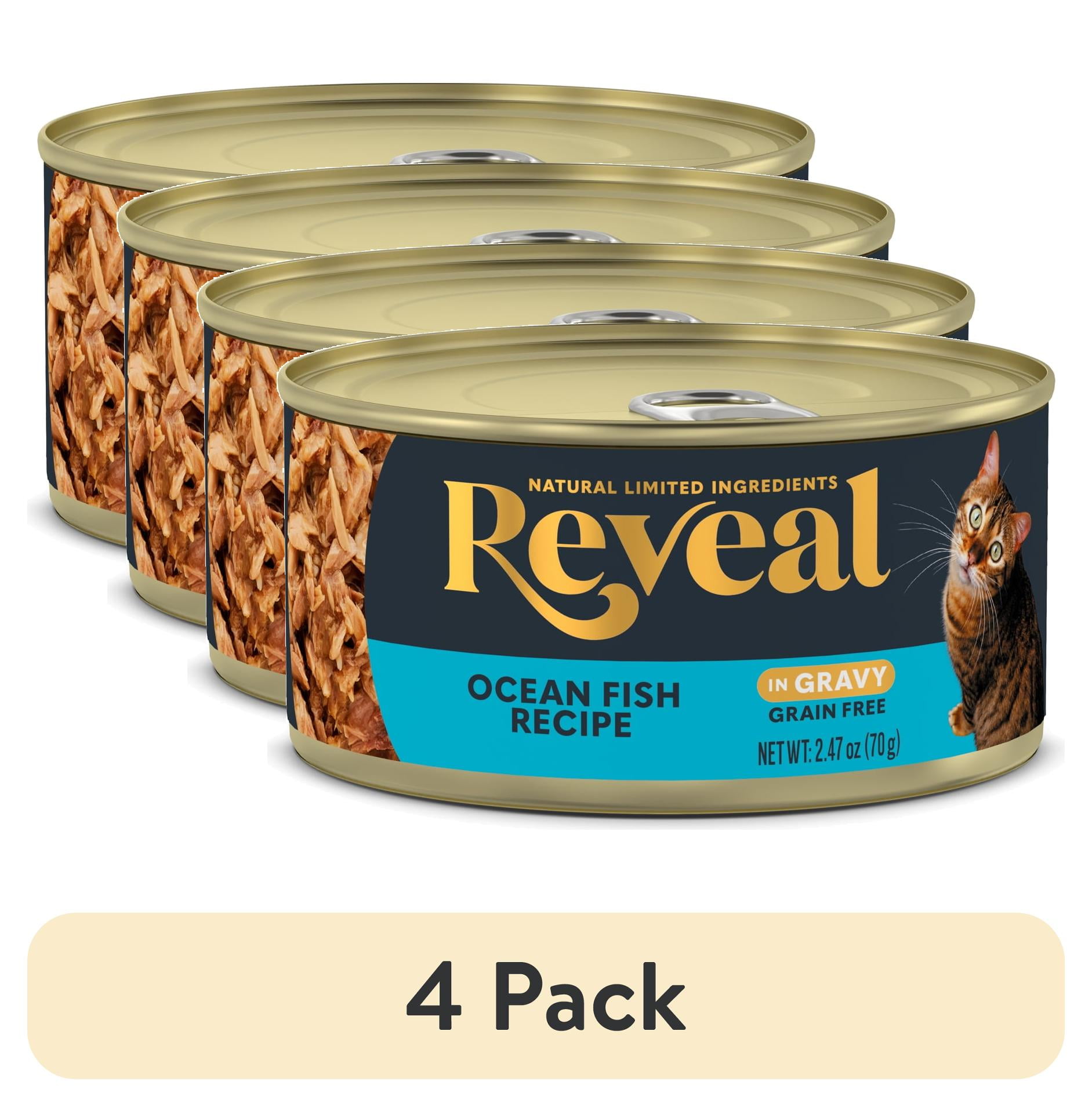 (4 pack) Reveal Pet Food Natural Wet Cat Food Ocean Fish in Gravy 2.47 ...