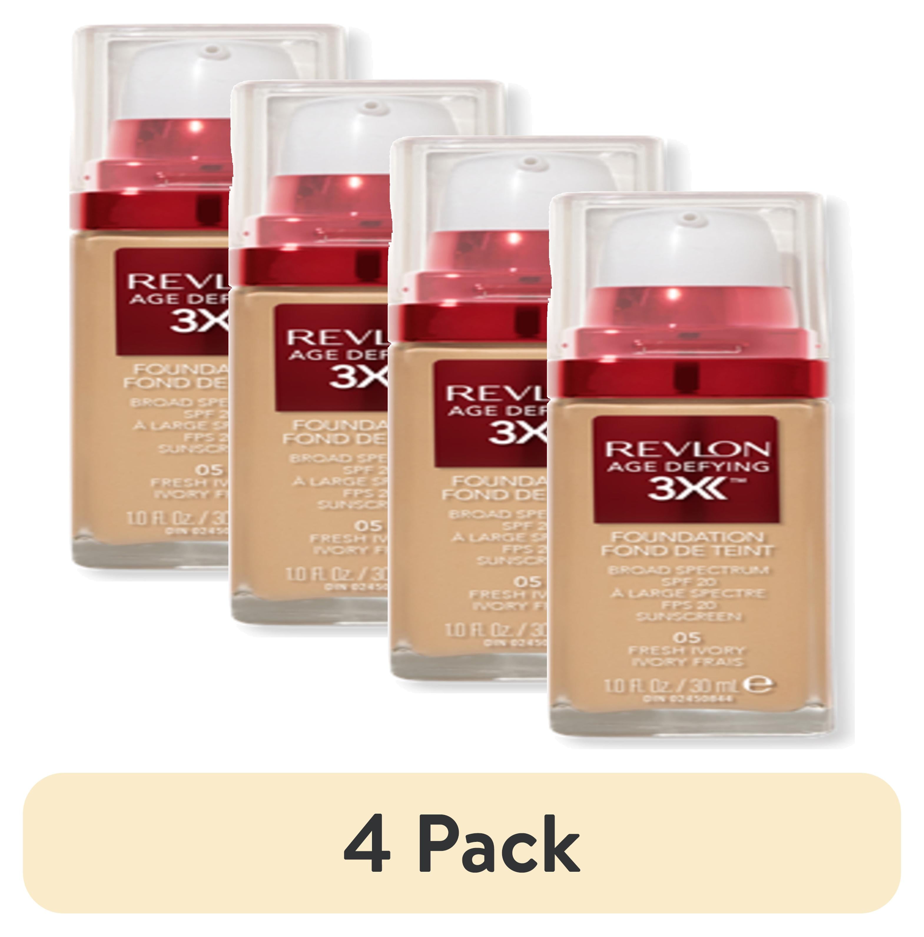 (4 pack) Revlon Age Defying 3X Cream Foundation Makeup, SPF 20, Fresh ...