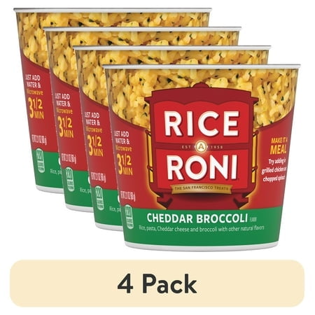 (4 pack) Rice-A-Roni, Cheddar Broccoli Rice, 2.11 oz Cup, Quick Cook ...