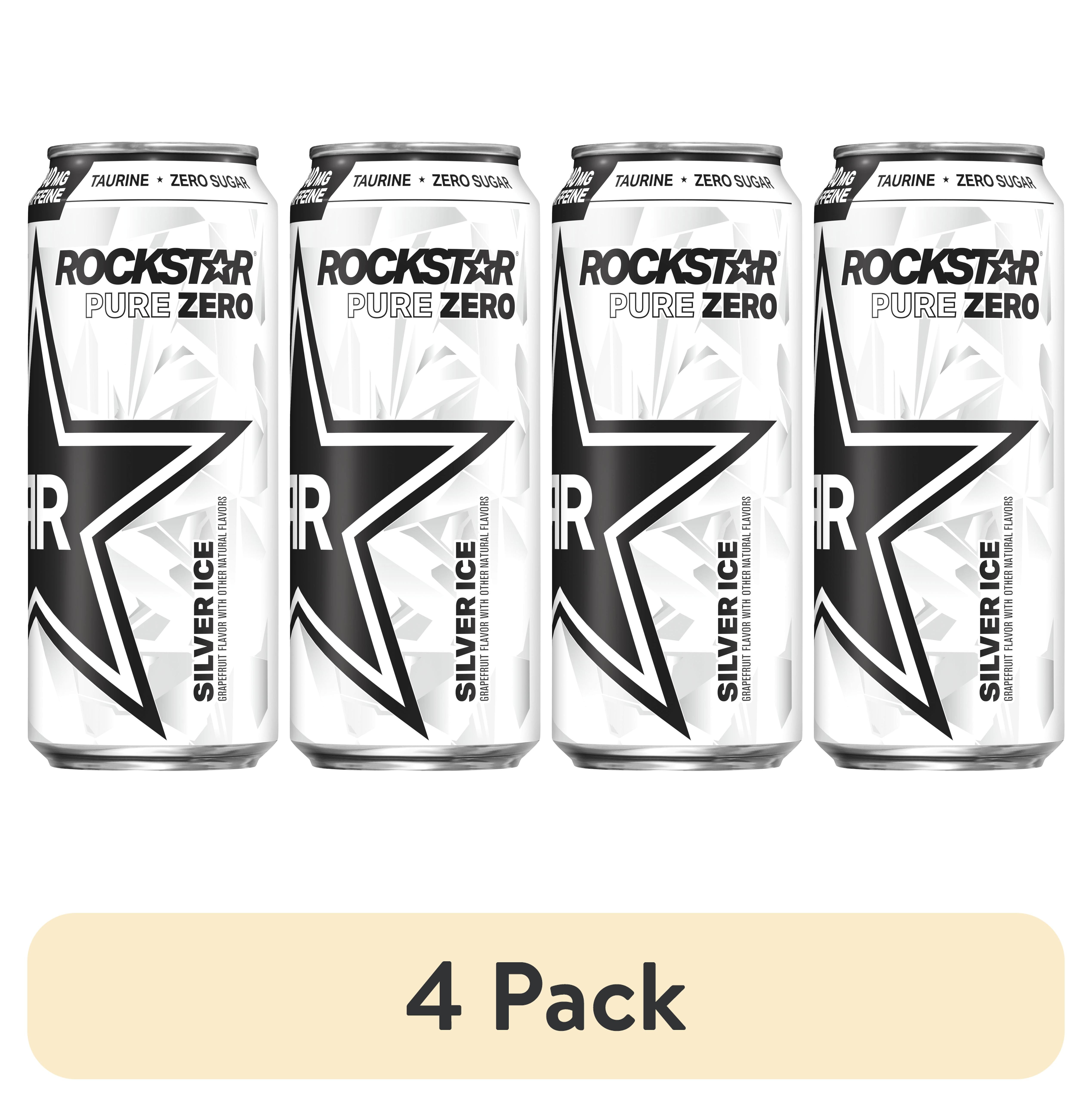 (4 pack) Rockstar Pure Zero Silver Ice Energy Drink, 16 fl oz, 1 Count ...