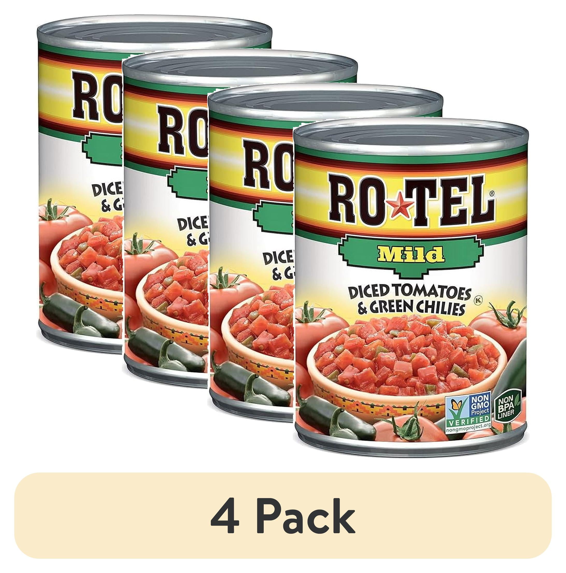 (4 pack) Rotel, Diced Tomatoes with Green Chiles Mild 10 Oz - Walmart.com