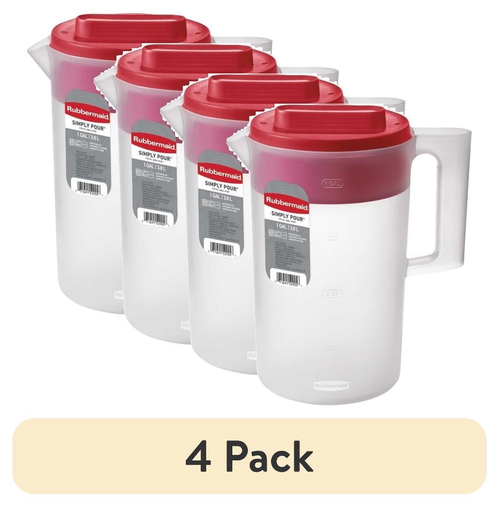 (4 pack) Rubbermaid 1 Gal. Simply Pour Plastic Pitcher with Multi ...
