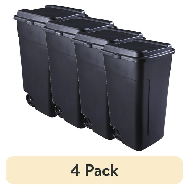 (4 pack) Rubbermaid 50 gal Roughneck Wheeled Plastic Garage Trash Can ...