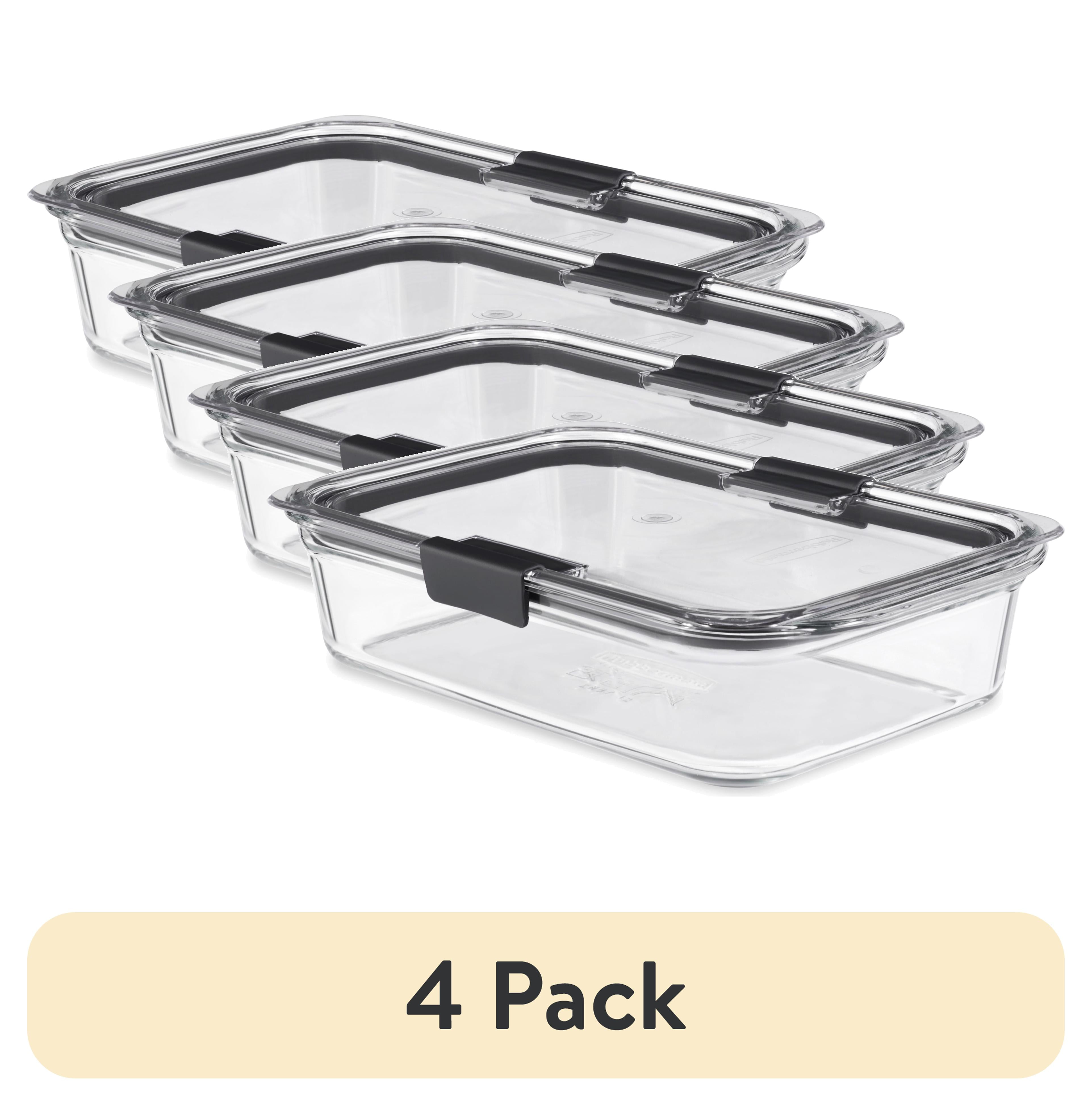(4 pack) Rubbermaid Brilliance Glass Food Storage Container with Lid ...