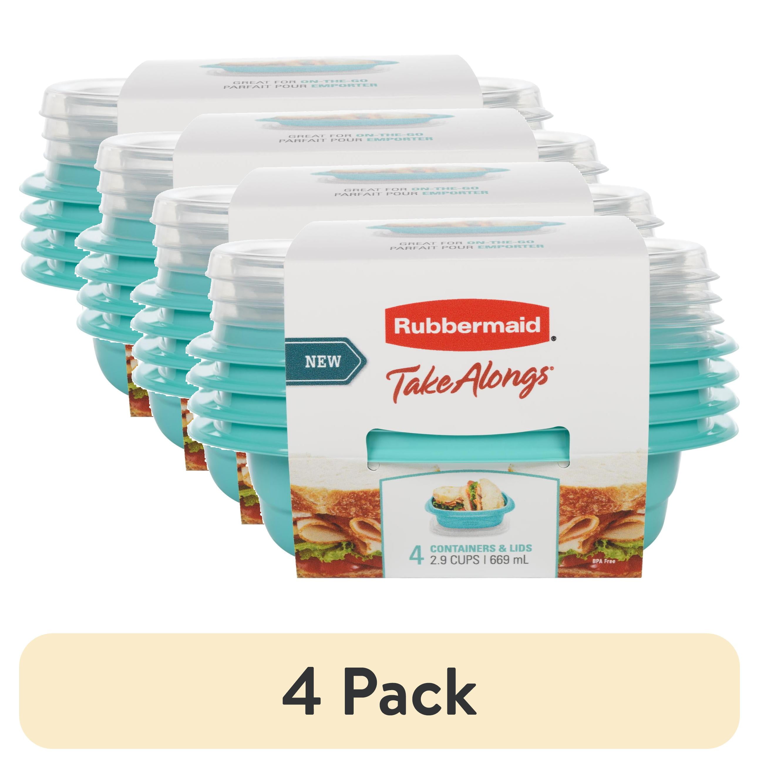(4 pack) Rubbermaid TakeAlongs 2.9 Cup On the Go Square Food Storage ...