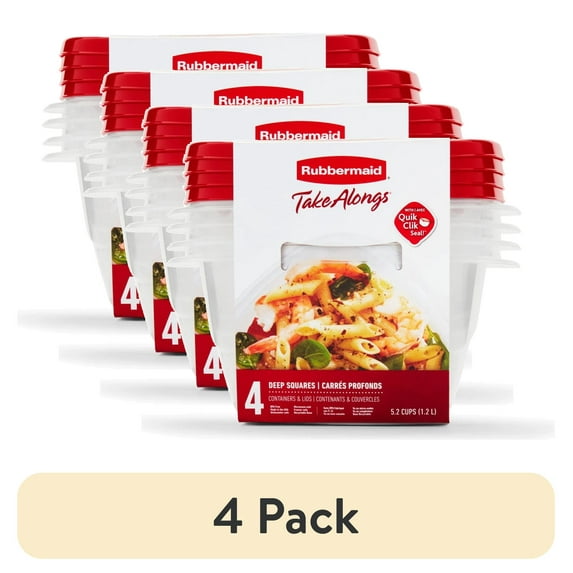 (4 pack) Rubbermaid TakeAlongs 5.2-Cup Deep Square Food Storage ...