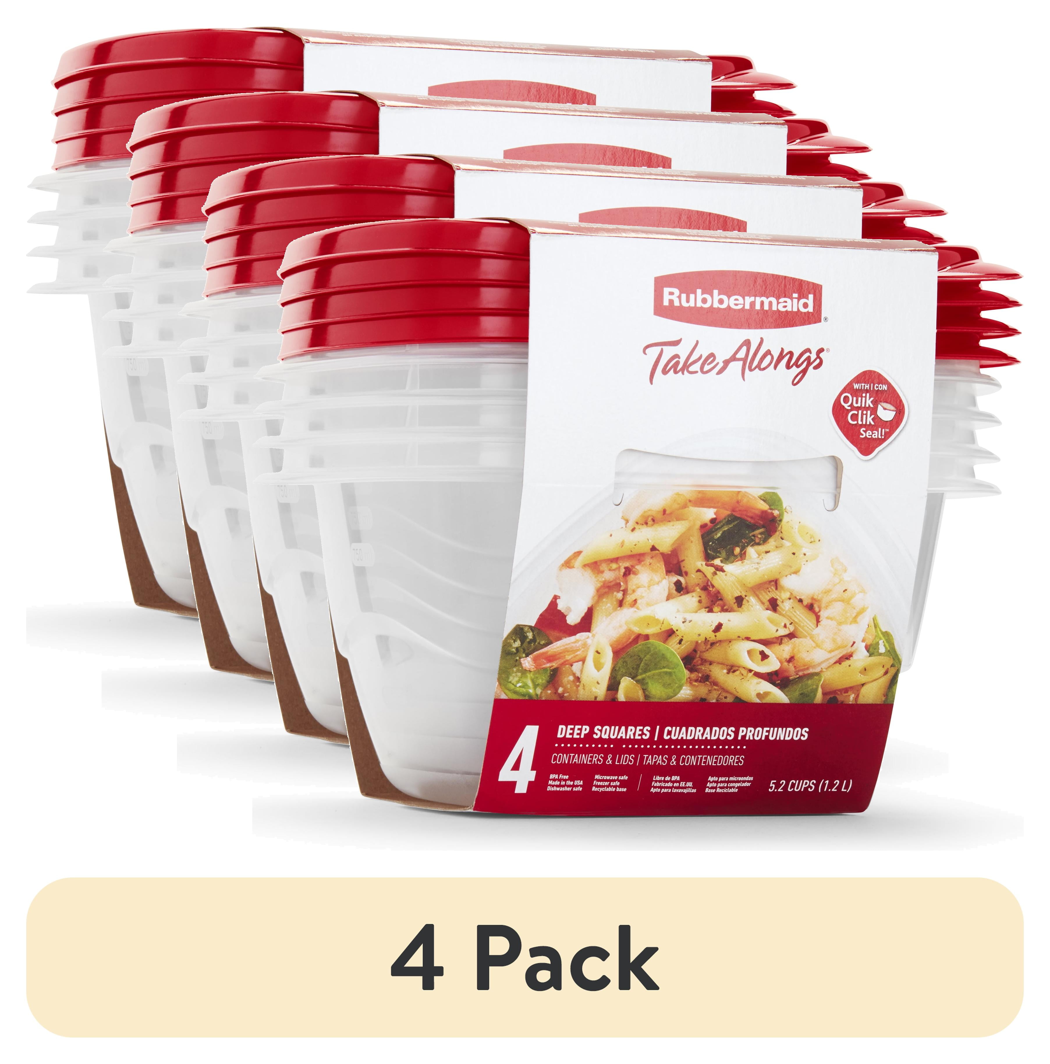 (4 pack) Rubbermaid TakeAlongs 5.2 Cup Deep Square Food Storage ...