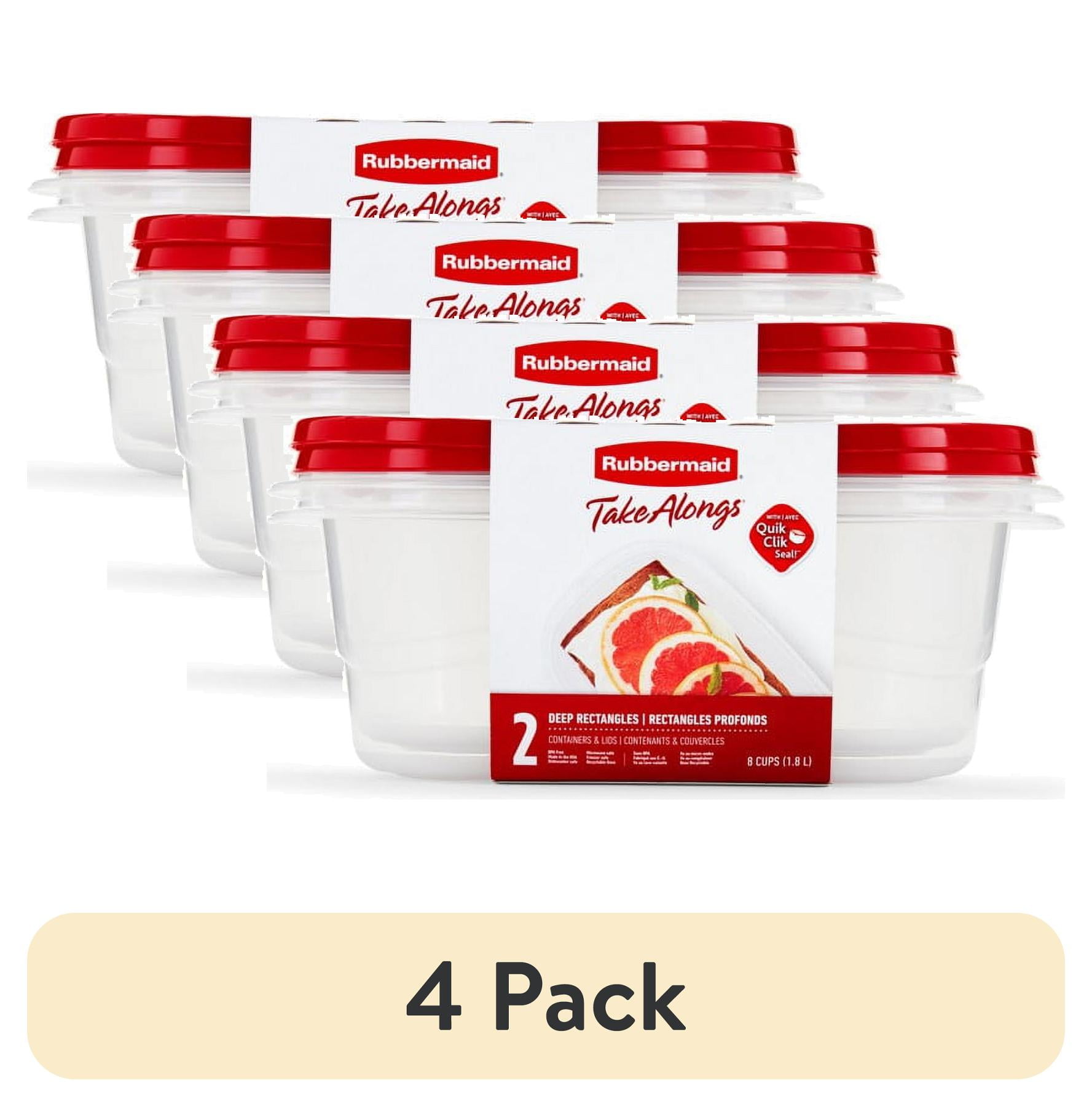 (4 pack) Rubbermaid TakeAlongs, 8 Cups, 2 Packs, Red, Plastic Deep ...