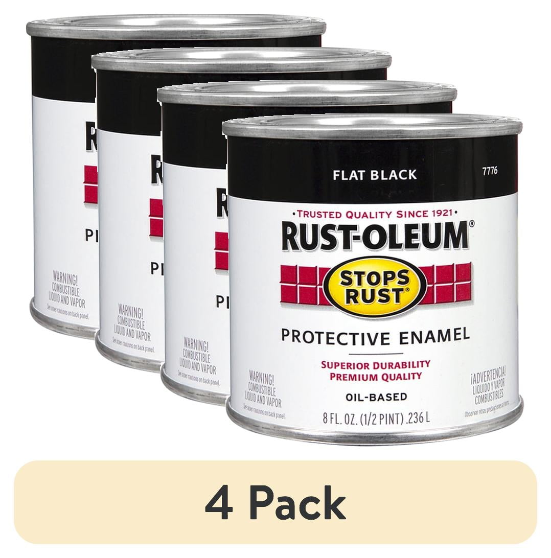 (4 pack) Rust-Oleum® Stops Rust® Flat Black Oil-Based Protective Enamel ...